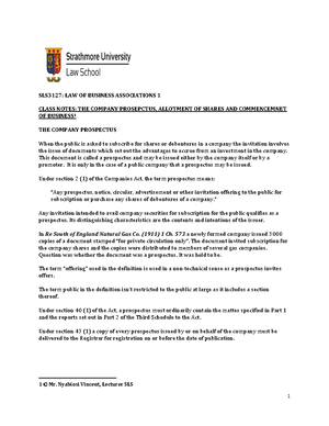 Chapter 3 - Memarts of a Company - SLS3127: LAW OF BUSINESS ...