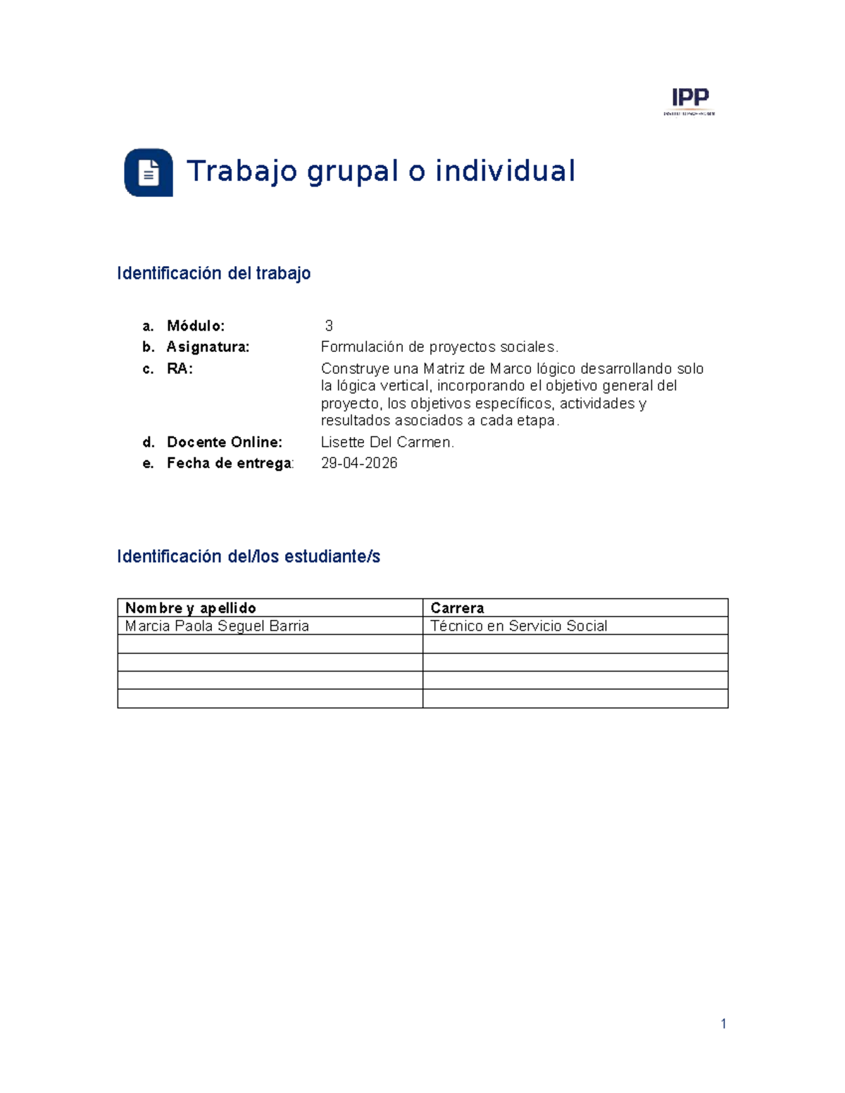 Formulación de Proyectos Sociales - Módulo 3: Matriz de Marco Lógico ...