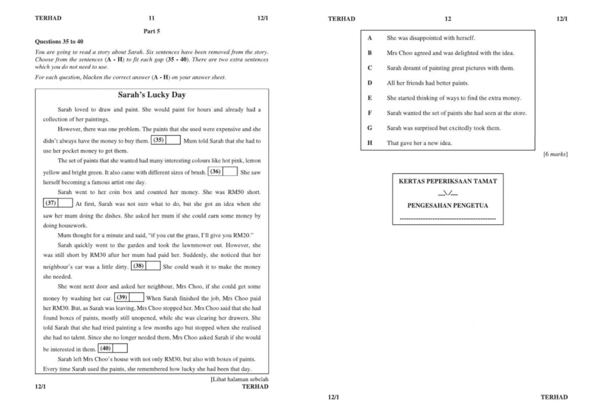 PT3 PRACTICE MATERIAL: TERHAD 11 & 12 Questions 35-40 & Error ...