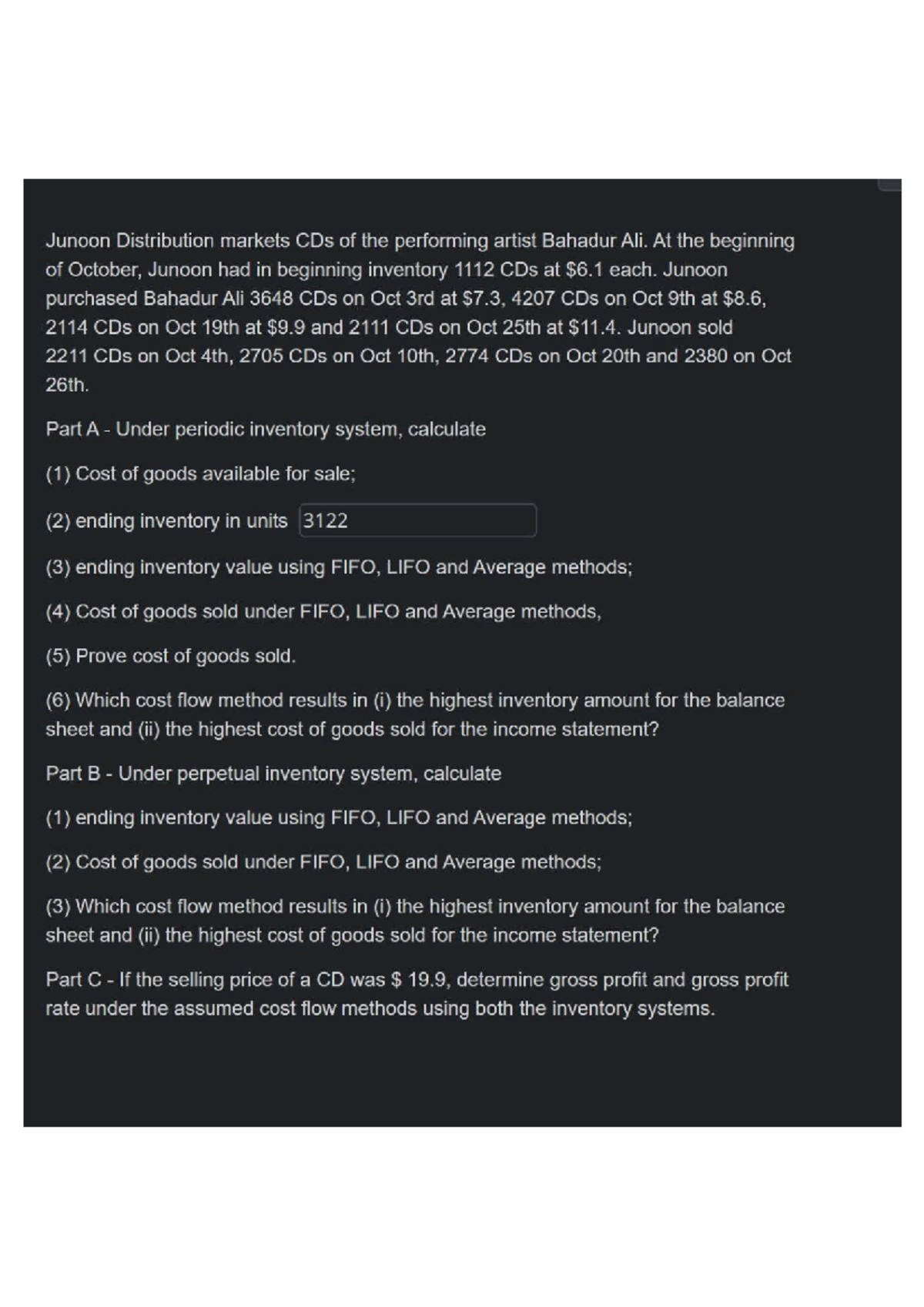 POA 25193 Assignment 6: Inventory Valuation Methods Analysis - Studocu