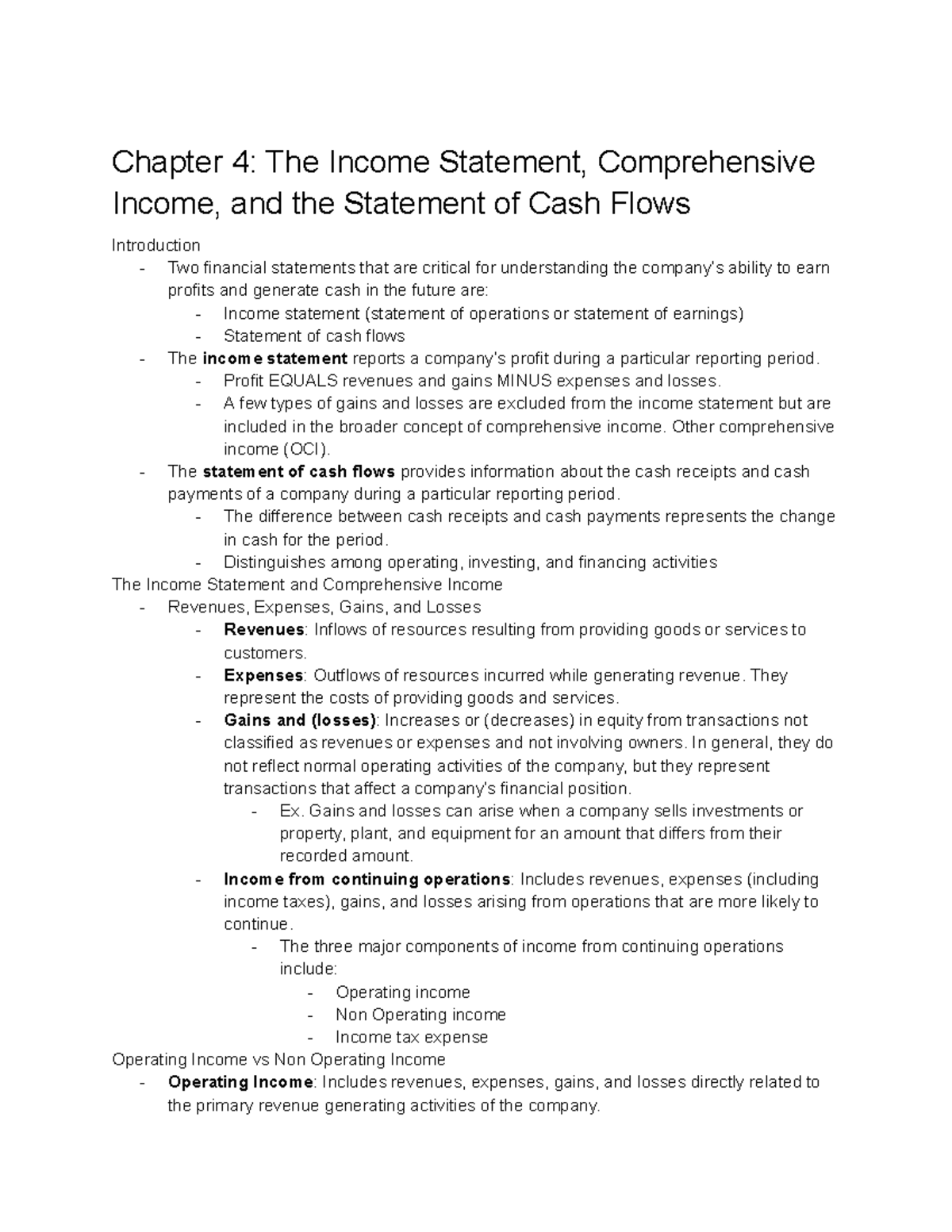 ACCT 303 Chapter 4: Income Statement, Cash Flows & Profitability ...