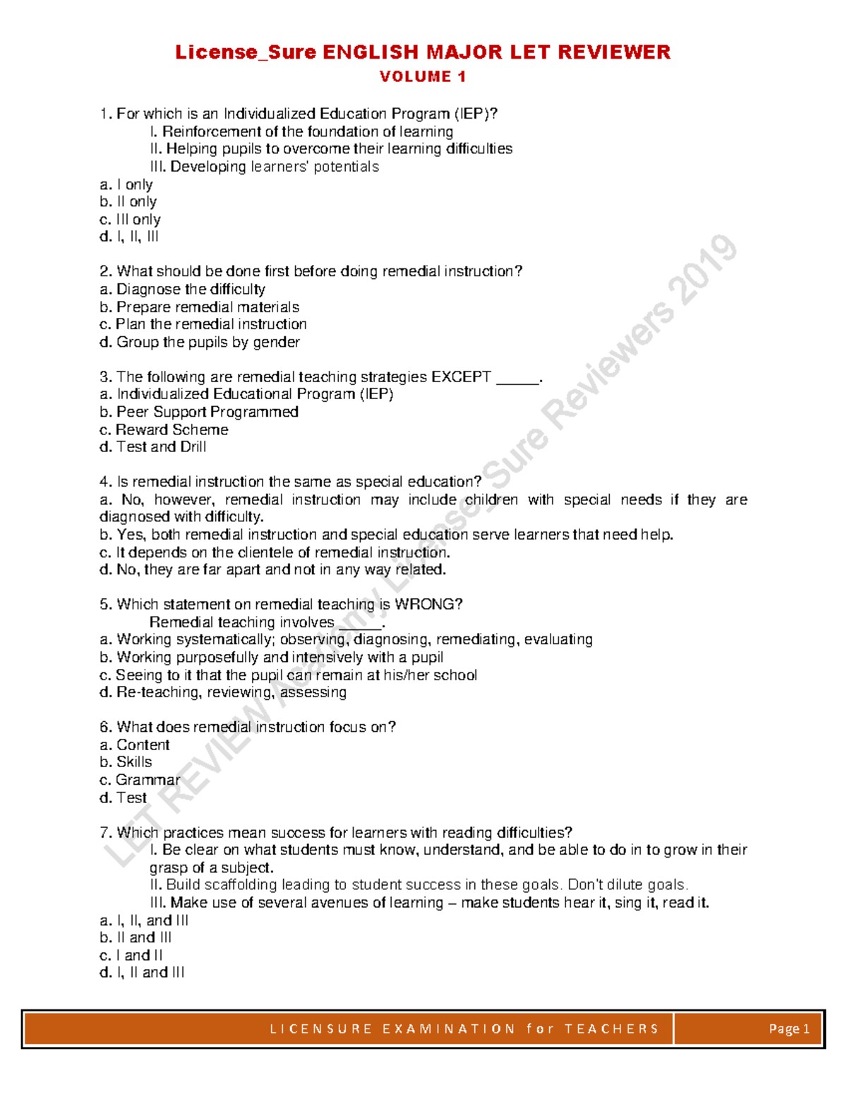 License_Sure ENGLISH MAJOR LET REVIEWER VOLUME 1: Comprehensive Study ...