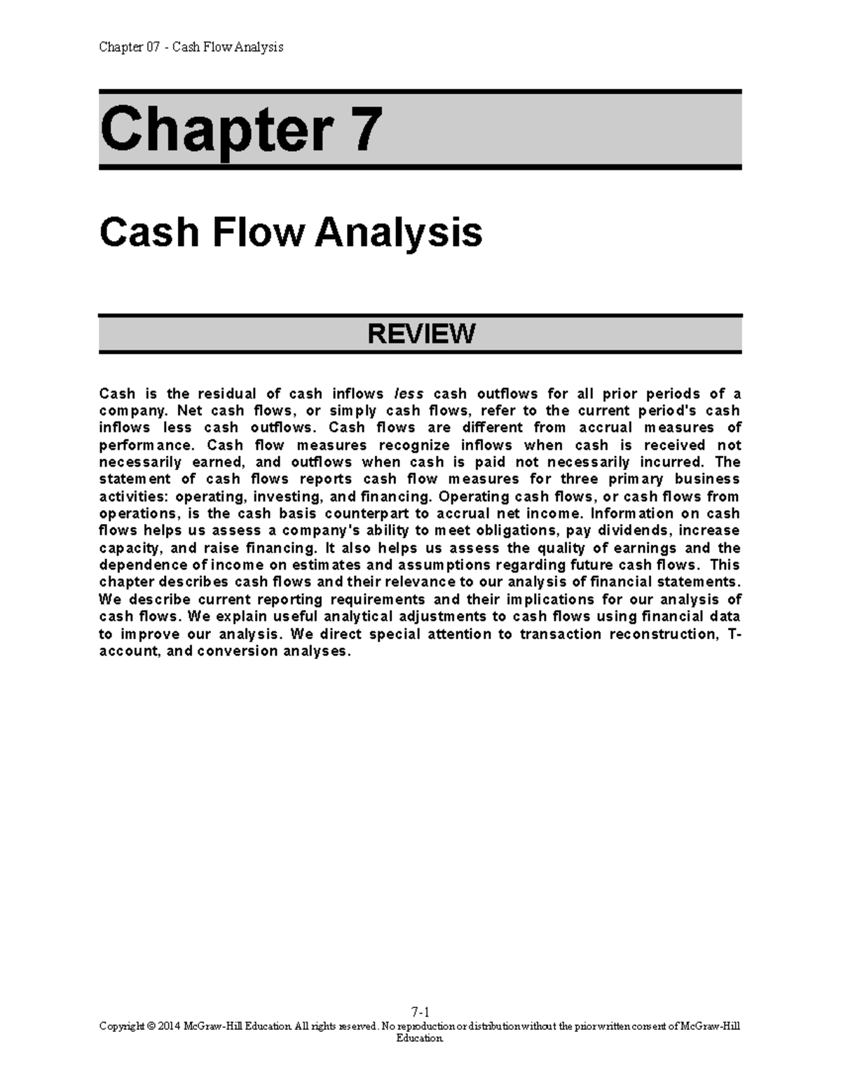 Cash Flow Analysis Review - Financial Statement Analysis-SMChap 007 ...