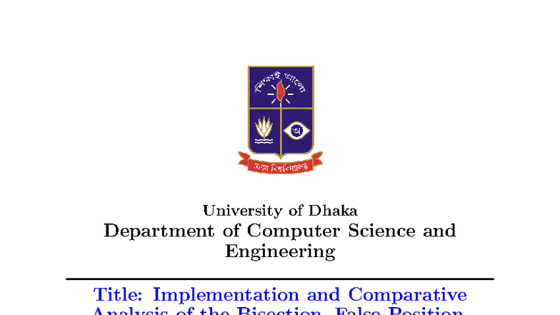 CSE 3202: Comparative Analysis of Root-Finding Methods in Numerical Analysis - Studocu