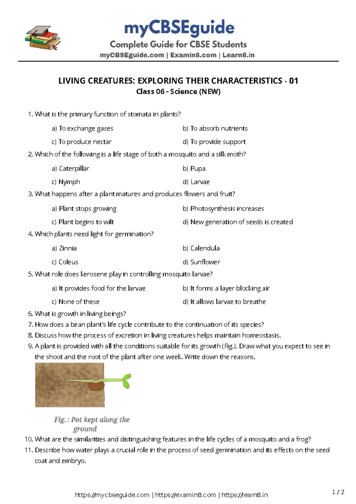 LIVING CREATURES: CHARACTERISTICS & LIFE CYCLES 01 Class 06 Science ...