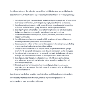 [Solved] Solve - Principles Of Psychology (PSY 200) - Studocu