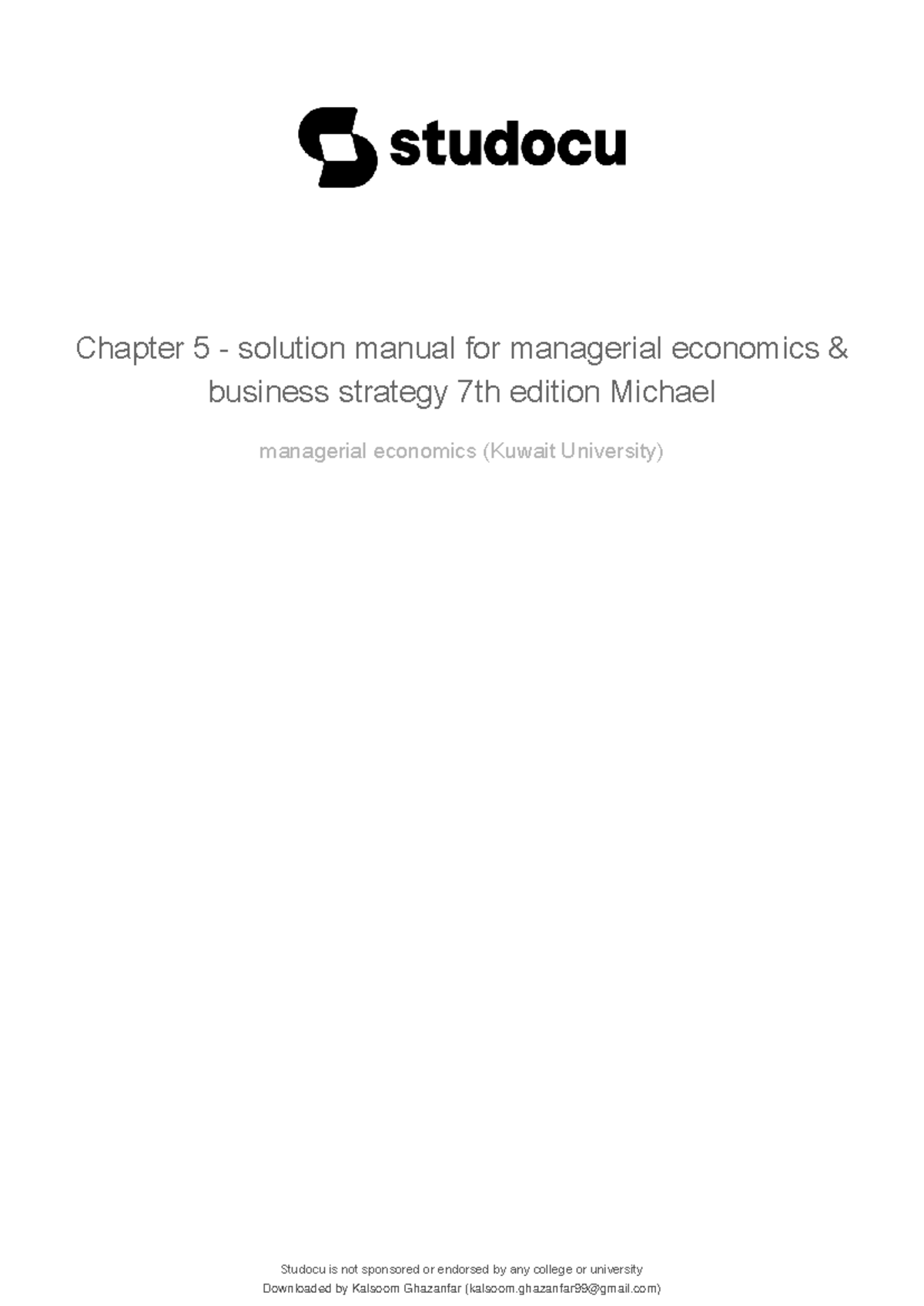 Chapter 5 solution manual for managerial economics business strategy ...