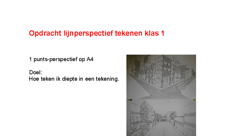1-puntsprespectief - hoi - Opdracht lijnperspectief tekenen klas 1 1 ...