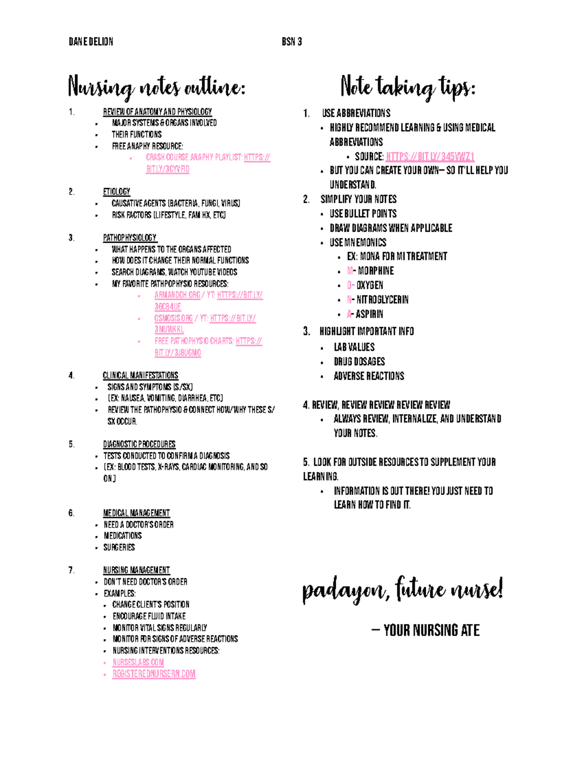BSN 3 Nursing Notes: Anatomy, Pathophysiology & Management Summary ...