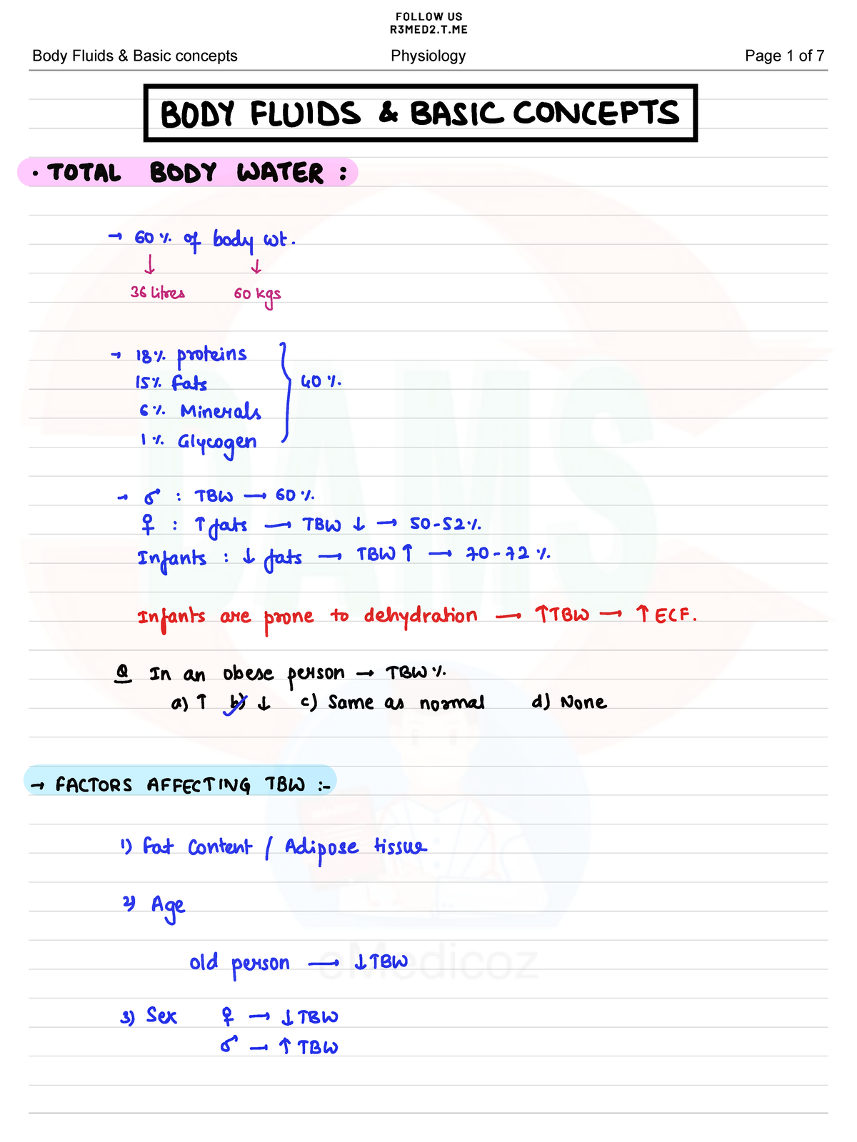 Physiology 230821: Body Fluids & Transport Concepts - Studocu