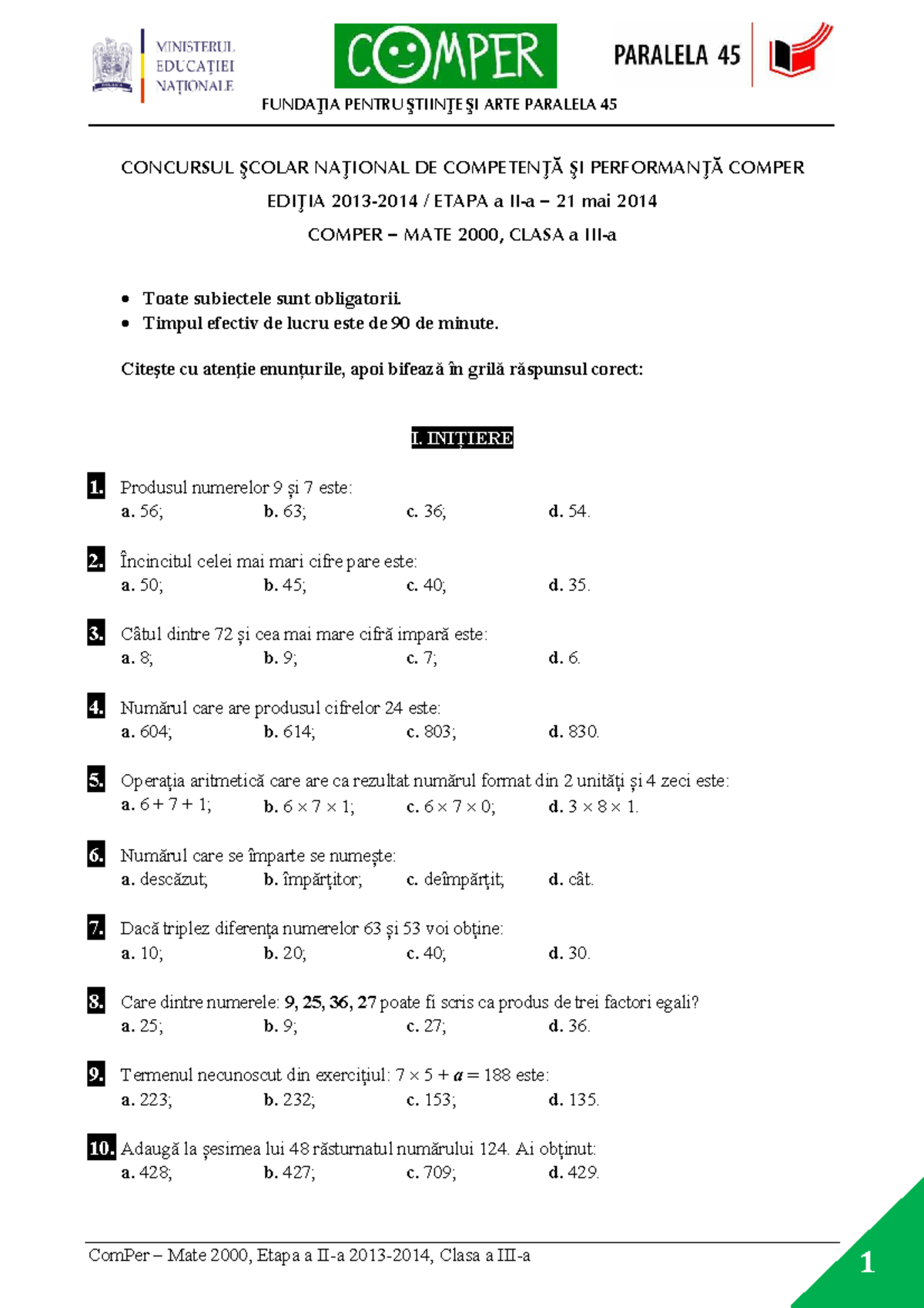 ComPer Mate Clasa a III-a Etapa a II-a Subiecte și Barem 2013-2014 ...