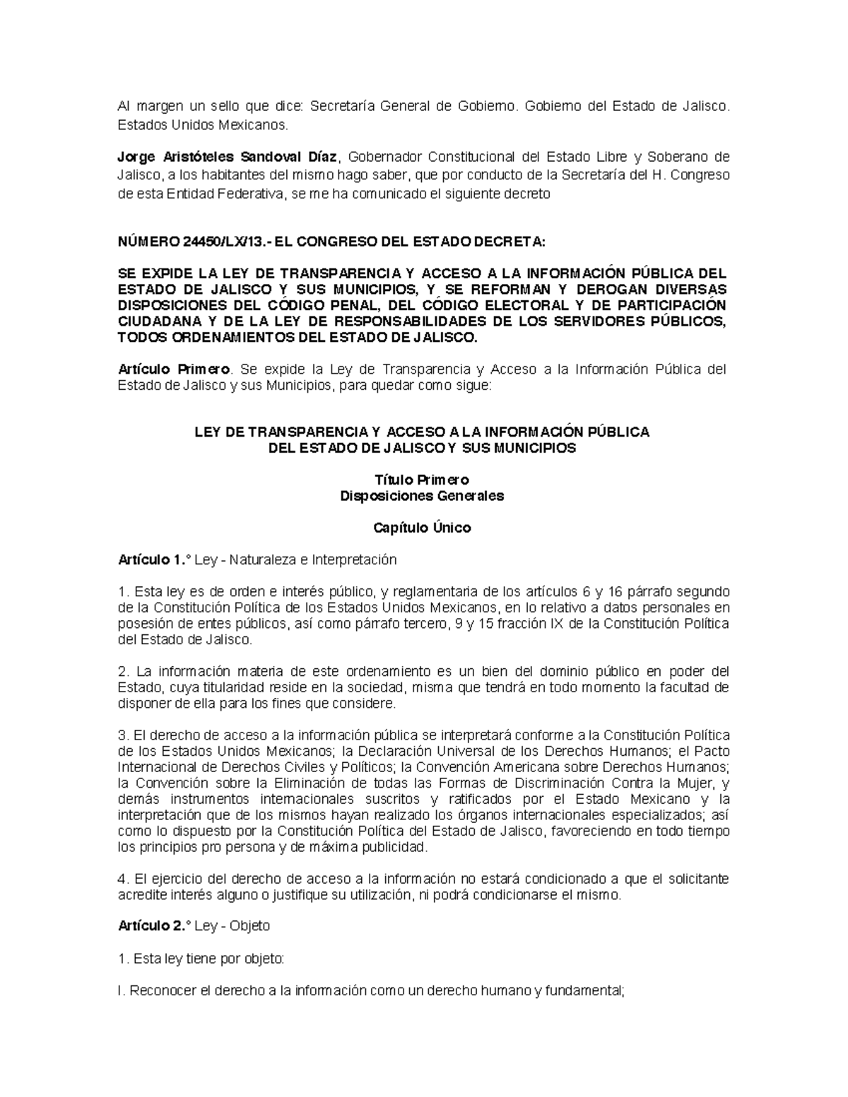 Ley de Transparencia y Acceso a la Información Pública del Estado de ...