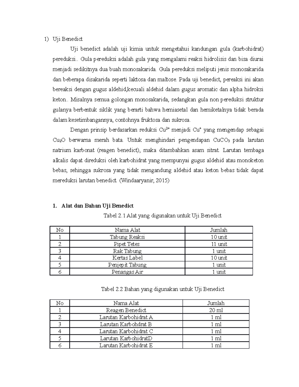 Uji Benedict: Metode dan Hasil Pengujian Karbohidrat Pereduksi - Studocu