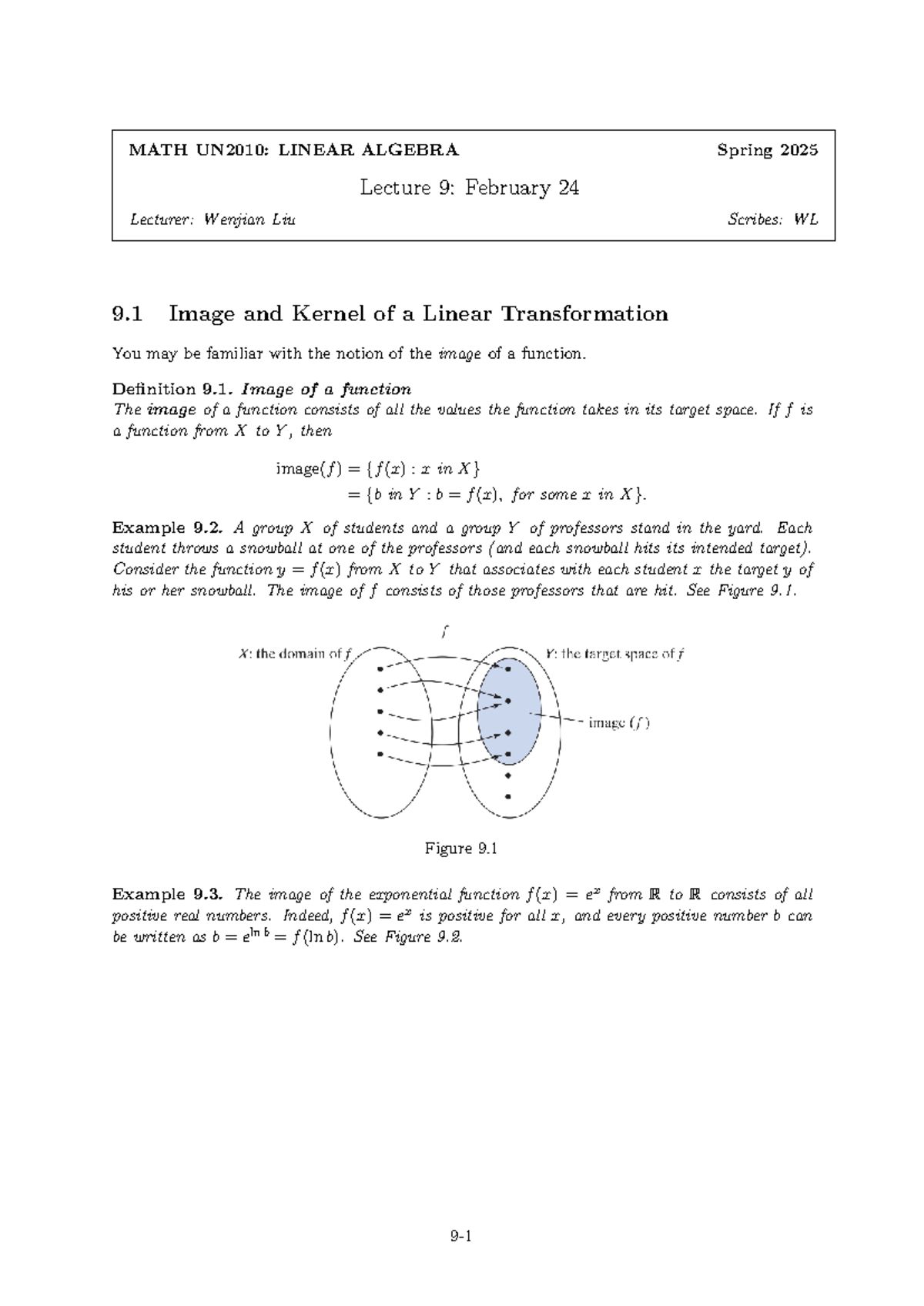 MATH UN2010: Linear Algebra Spring 2025 Lecture 9 - Image & Kernel of ...