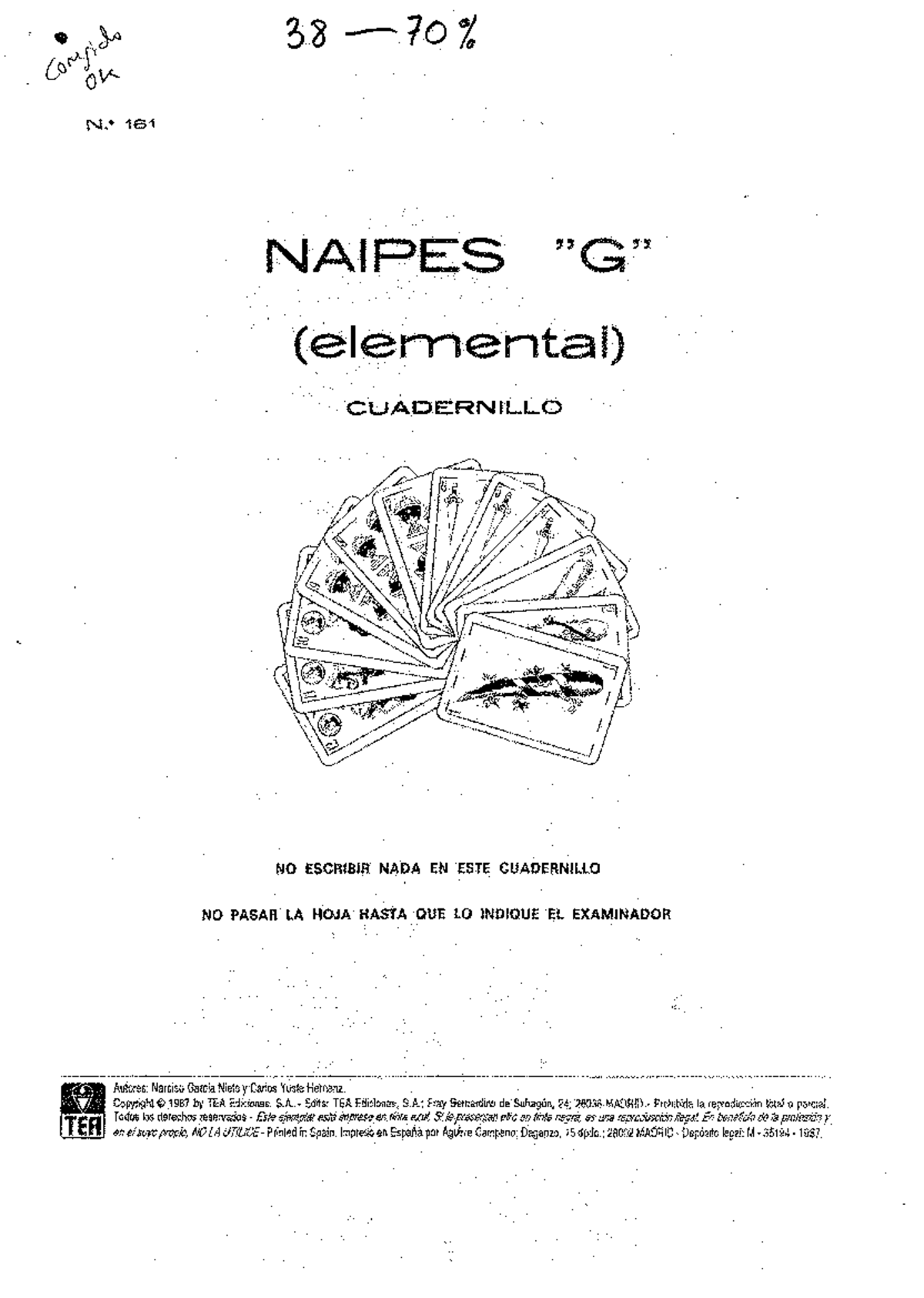 Cuadernillo Test Naipes G: Instrucciones y Ejemplos Elementales - Studocu