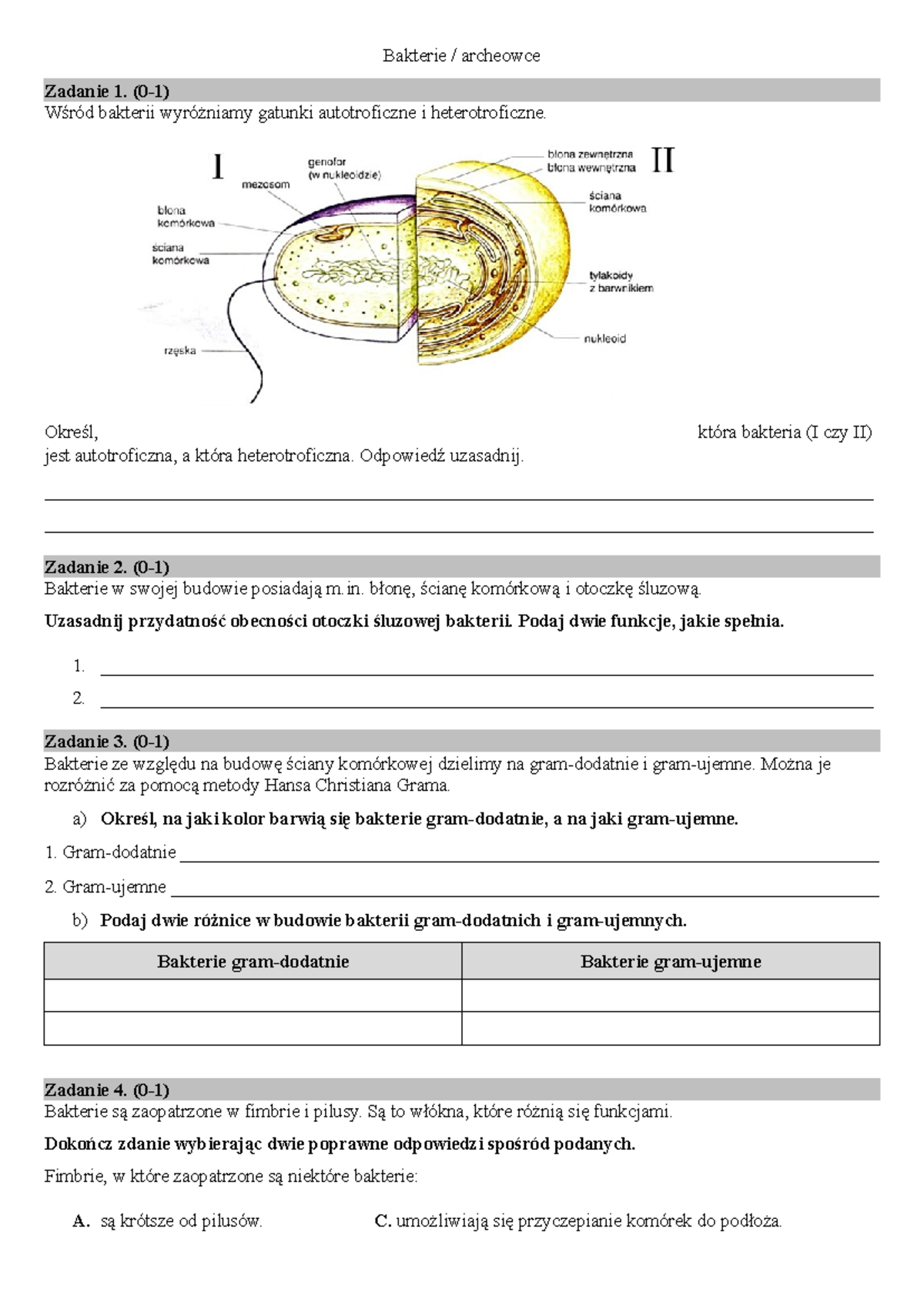 Bakterie i archeony - zadania z biologii mikroorganizmów - Studocu