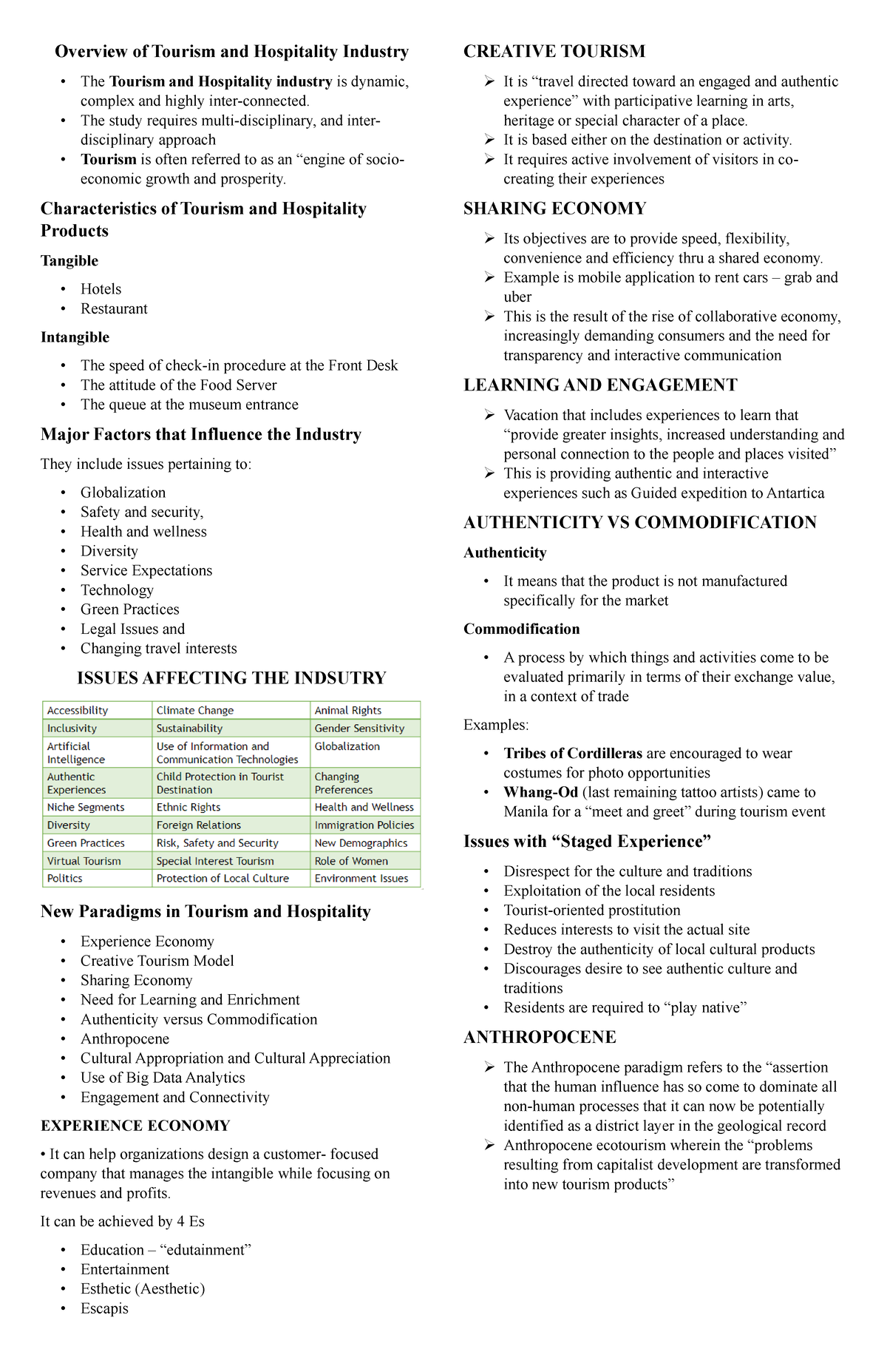 MPTH112 Final Exam Reviewer: Tourism and Hospitality Insights - Studocu