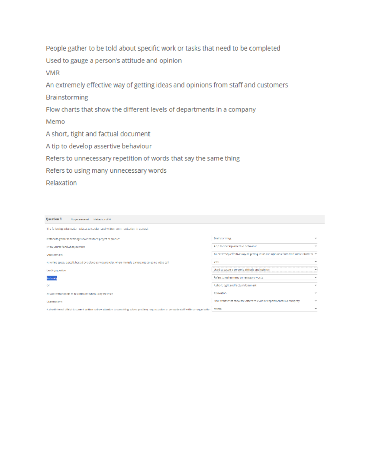 VMR Communication Techniques and Assignment Notes - Studocu
