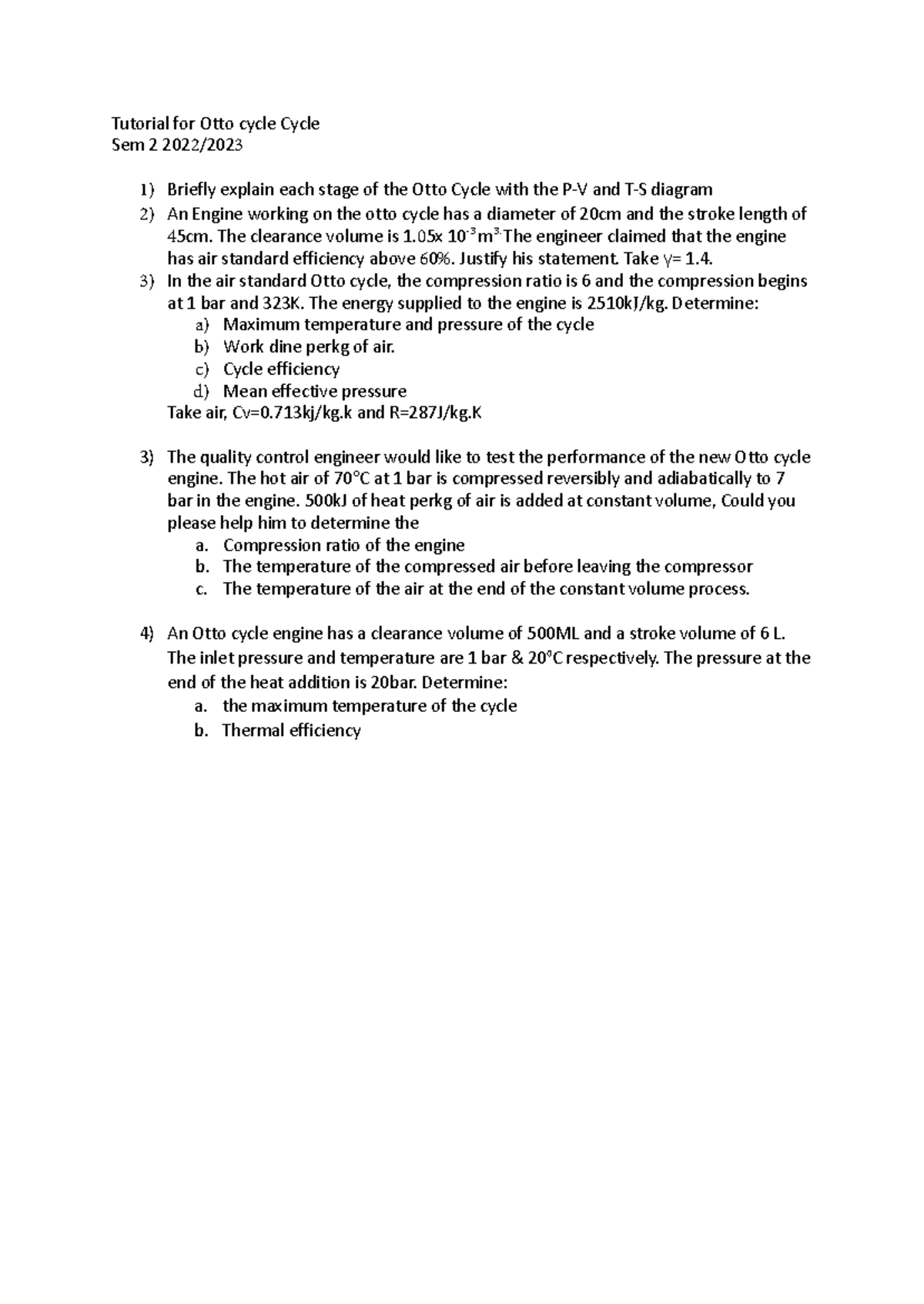 Tutorial on Otto Cycle Analysis - Sem 2 - Key Concepts & Calculations ...