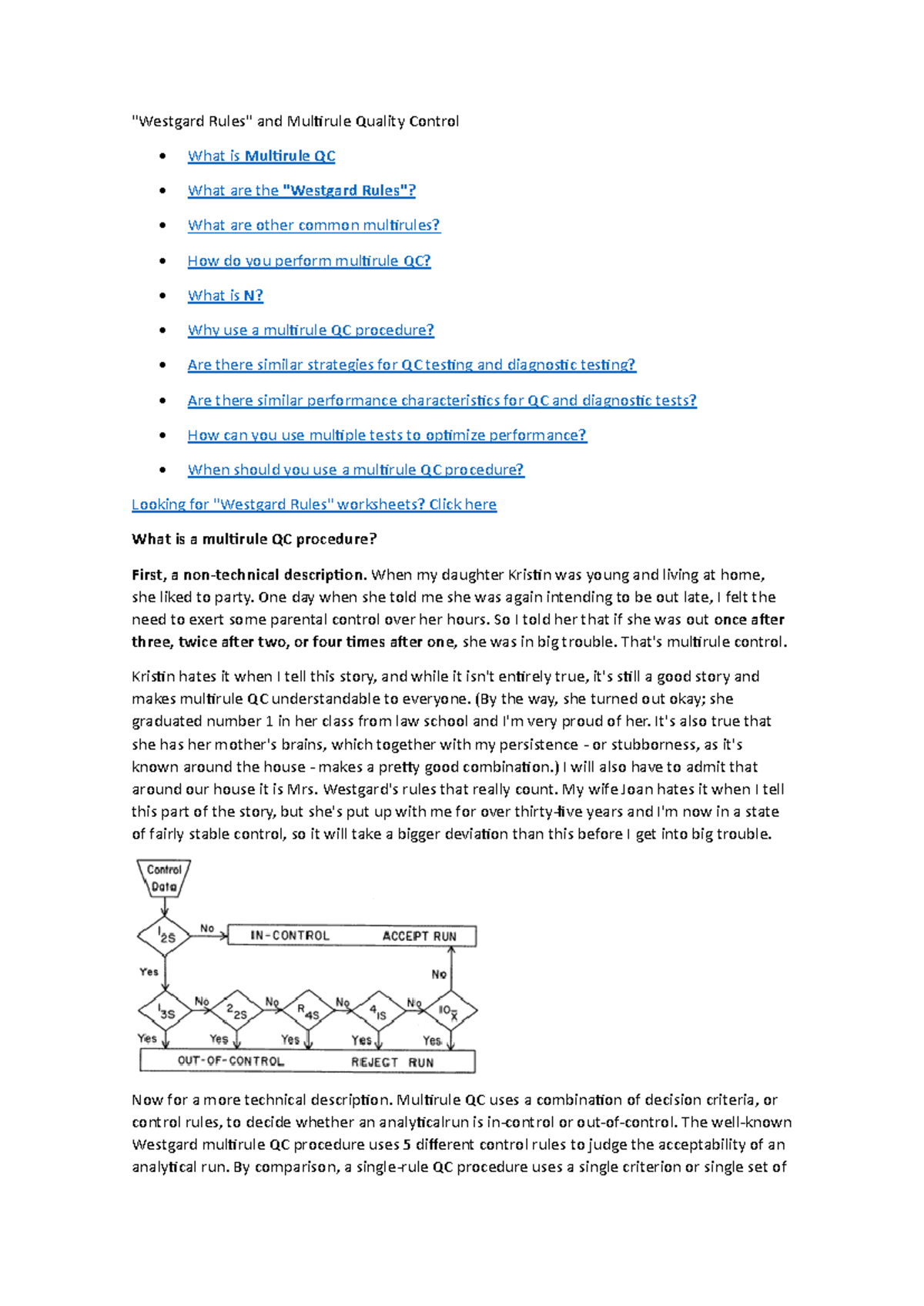 Westgard Rules and Multirule QC Procedures Explained - Studocu
