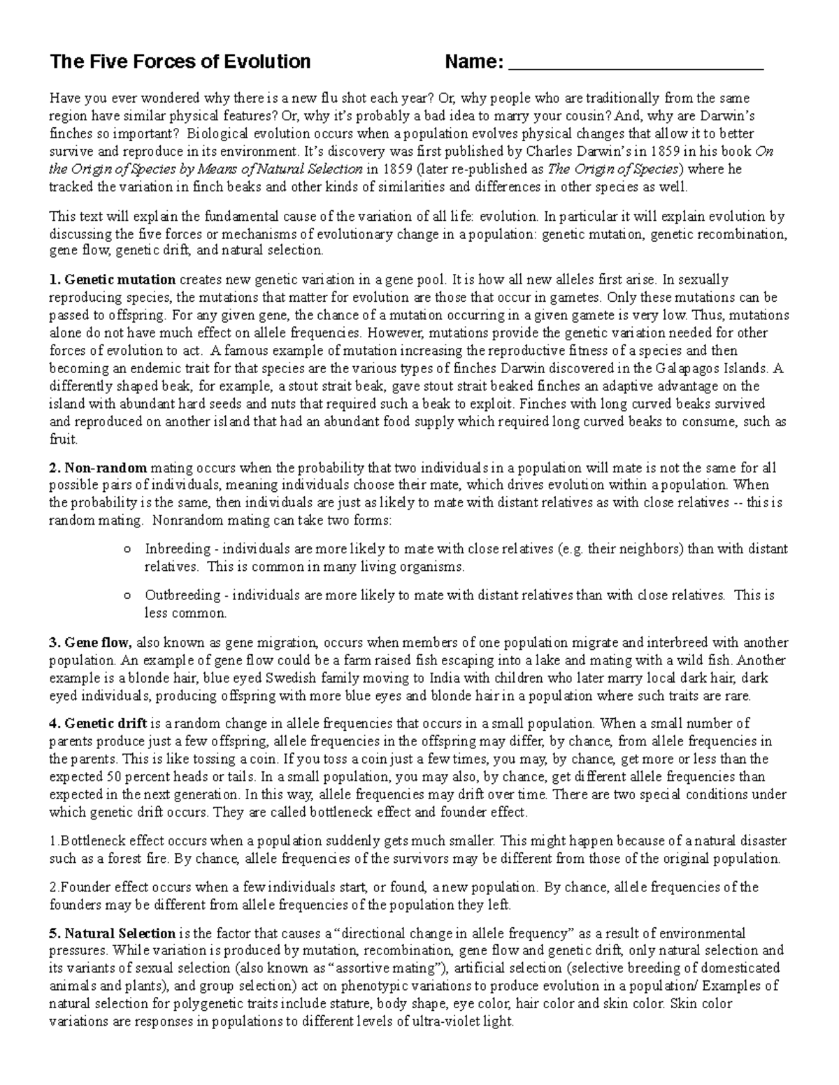 Mechanisms of Evolution: Exploring the Five Forces of Change in Biology ...