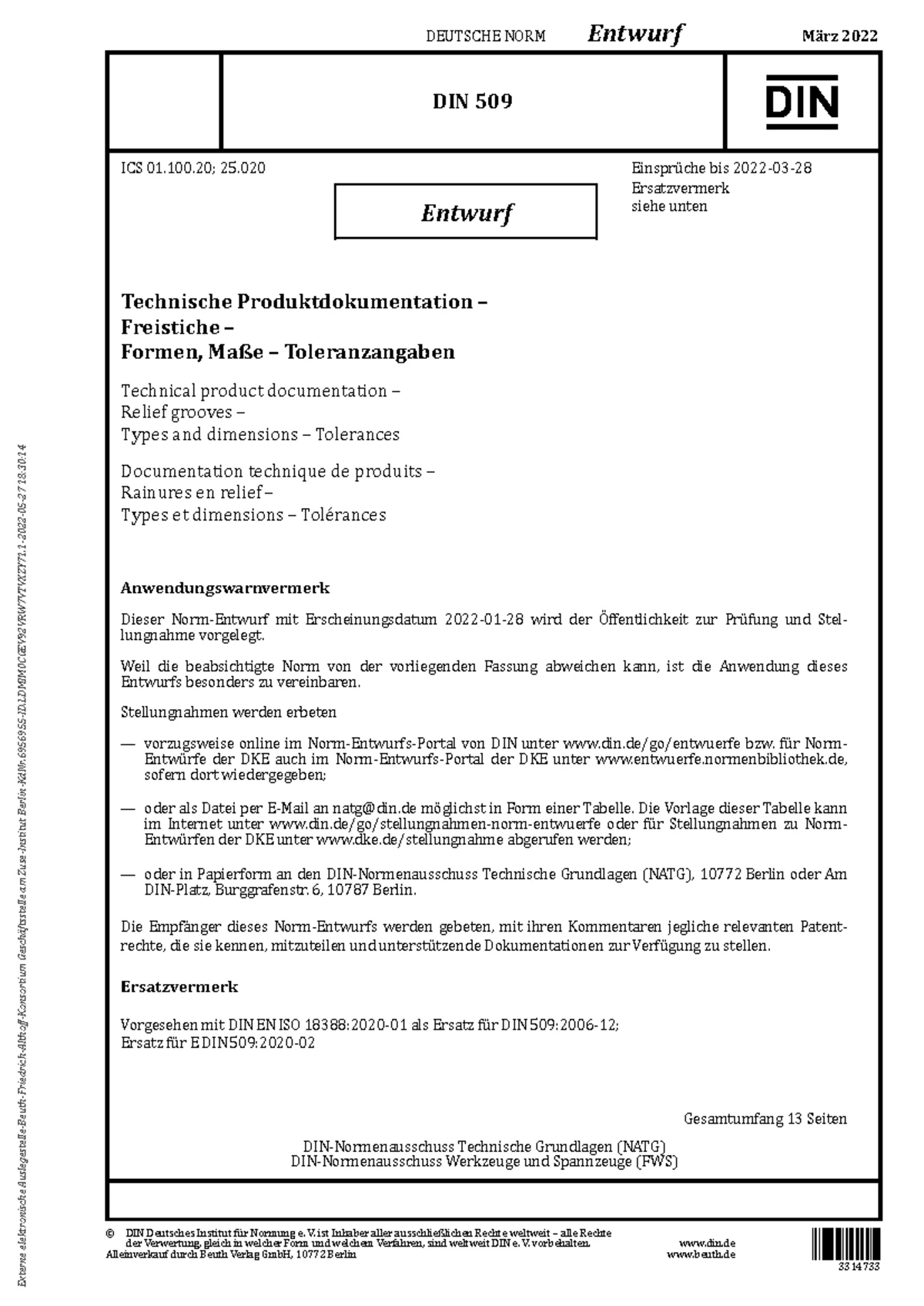 DIN 76-1 - Norm für Wellenende - DEUTSCHE NORM August DIN Deutsches ...