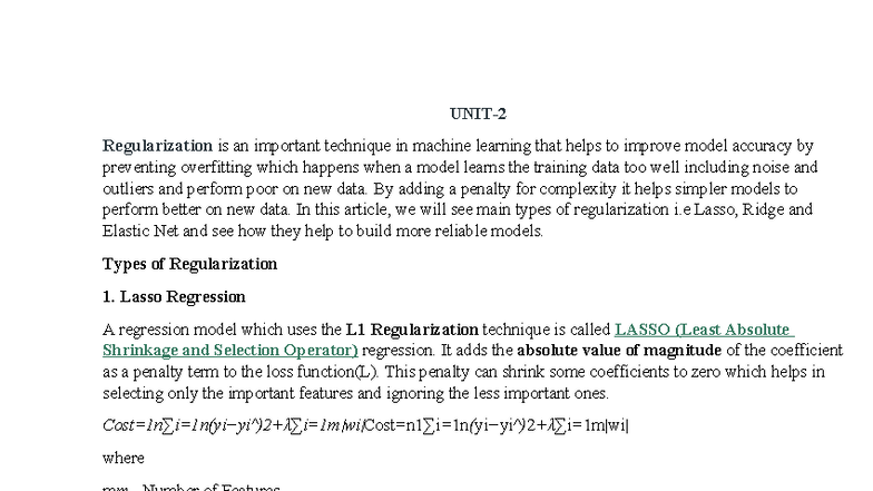 Unit-2 - Deep Learning: Regularization Techniques and Data Augmentation ...
