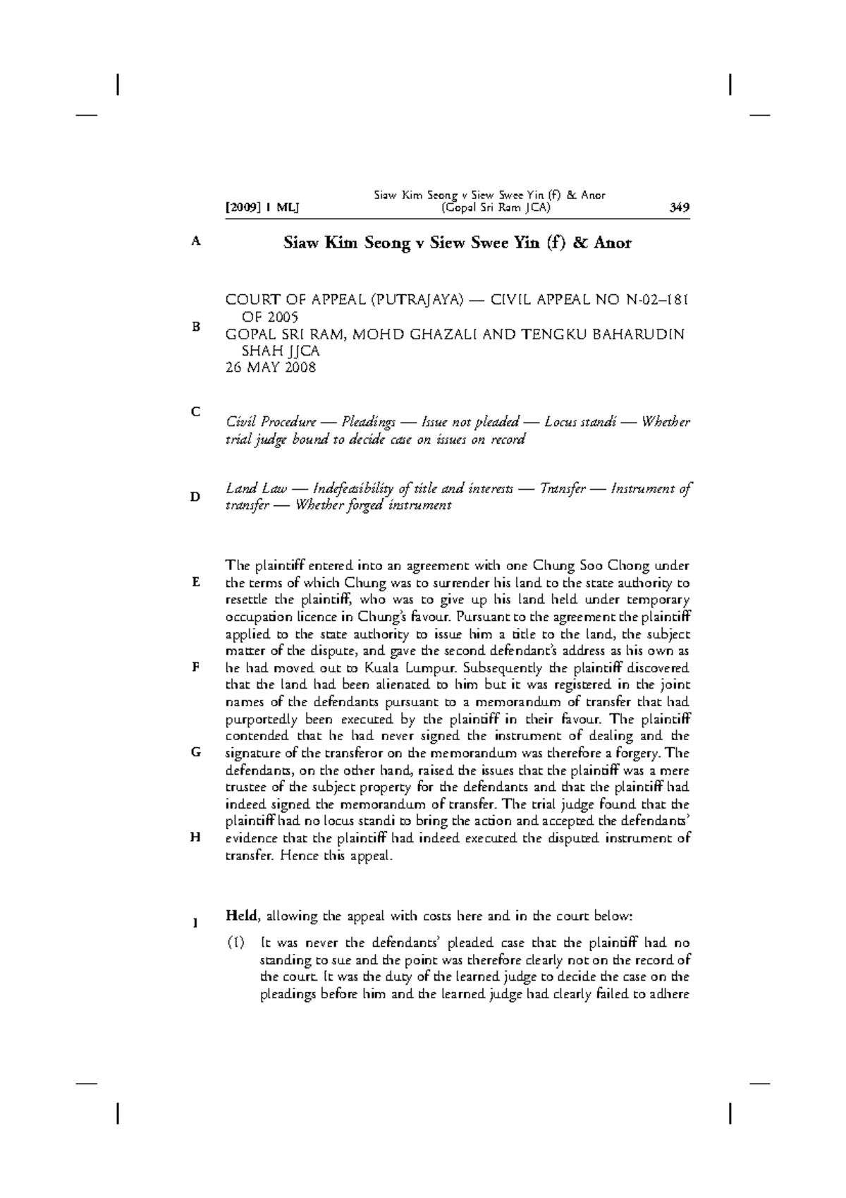 Civil Appeal No. 2005: Siaw Kim Seong v Siew Swee Yin - Forgery and ...