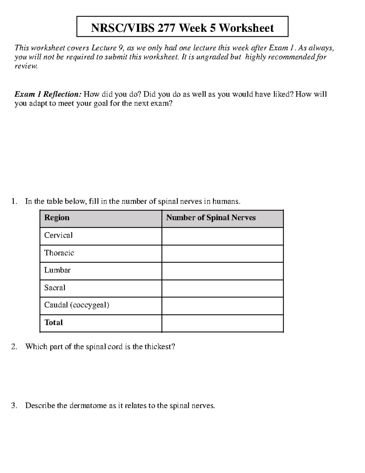 277 Worksheet 5 - For Chapter 9 - NRSC/VIBS 277 Week 5 Worksheet This ...