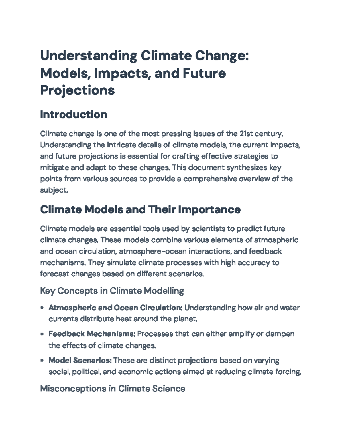 Understanding Climate Change: Models, Impacts, and Future Projections ...