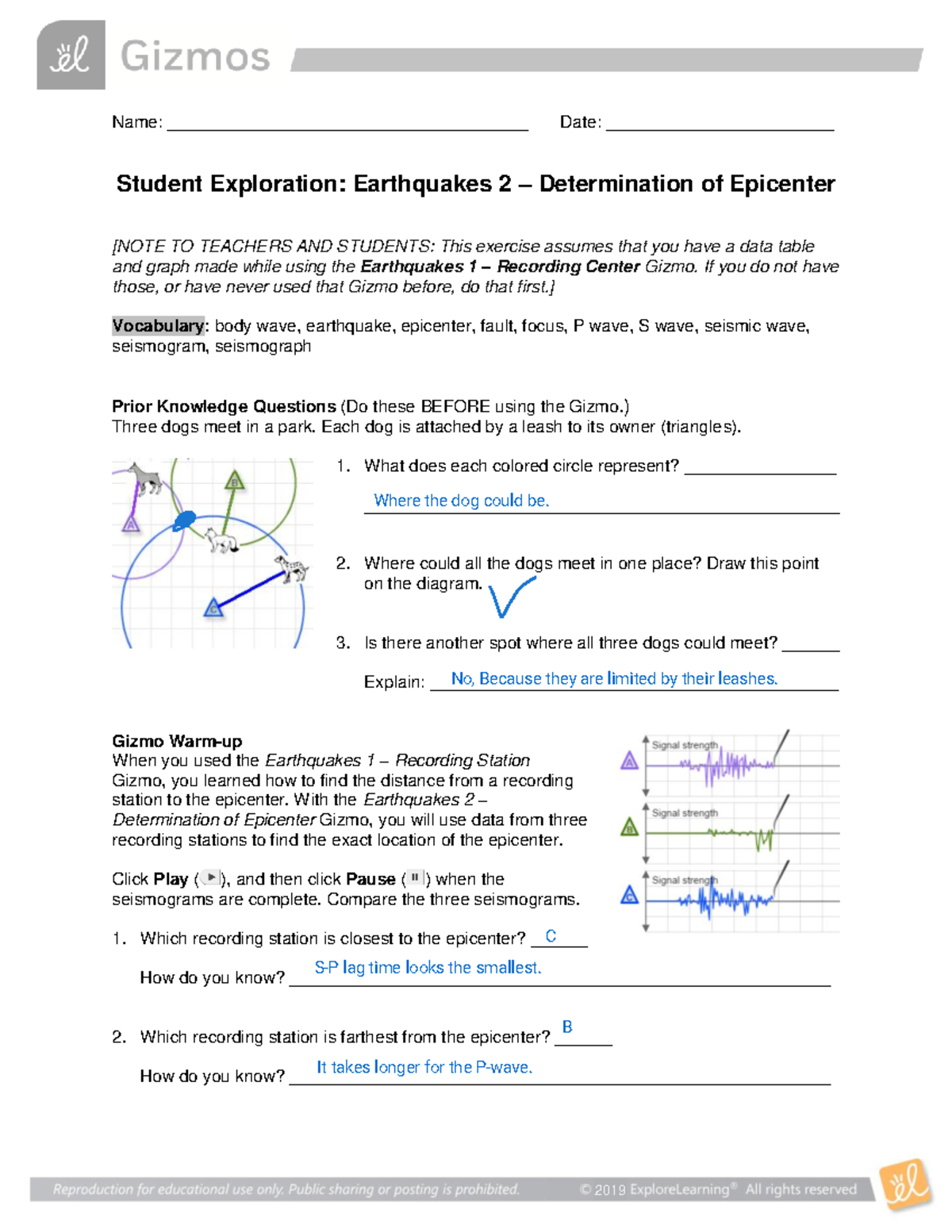 Earthquakes 2 Exploration - Epicenter Determination Guide - Studocu