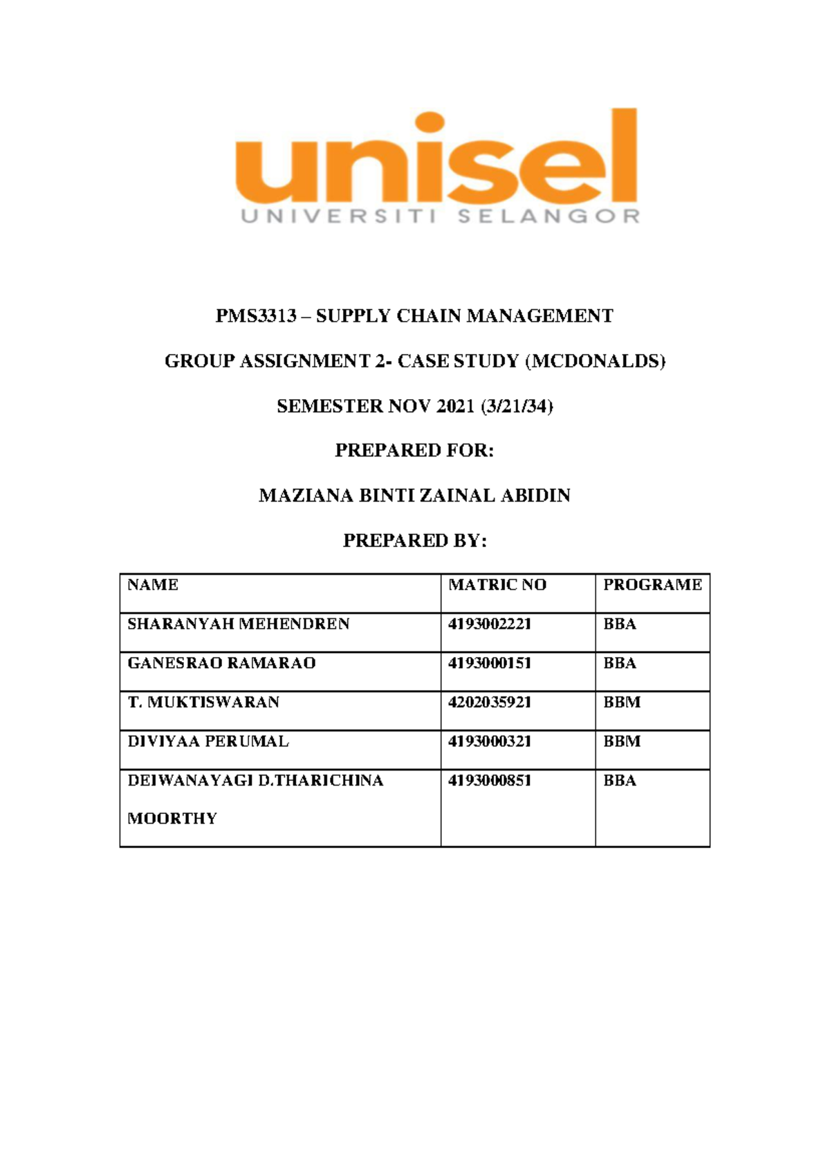 PMS3313 - Group Assignment 2: Case Study on Stock Control at McDonald's ...