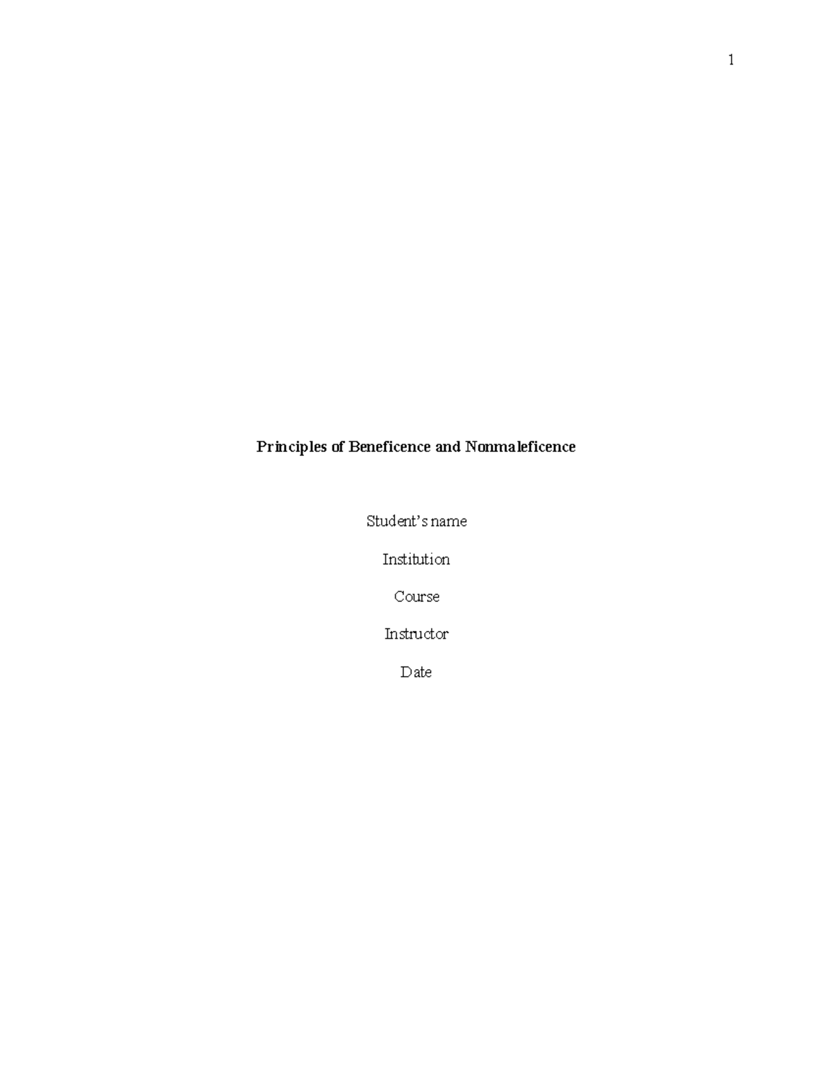 Principles of Beneficence and Nonmaleficence: A Study Guide - Studocu