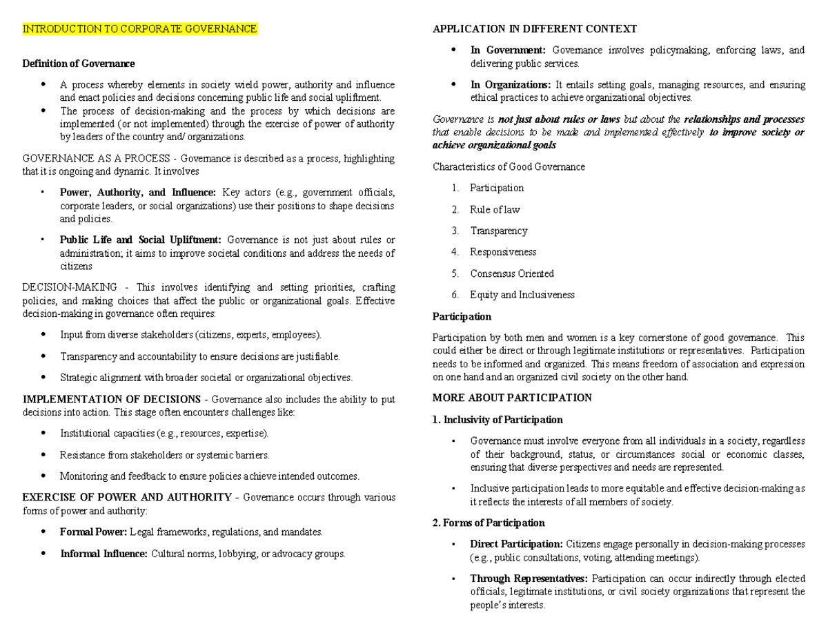 Acctg 238 Lesson 1 - Understanding Governance and Business Ethics ...