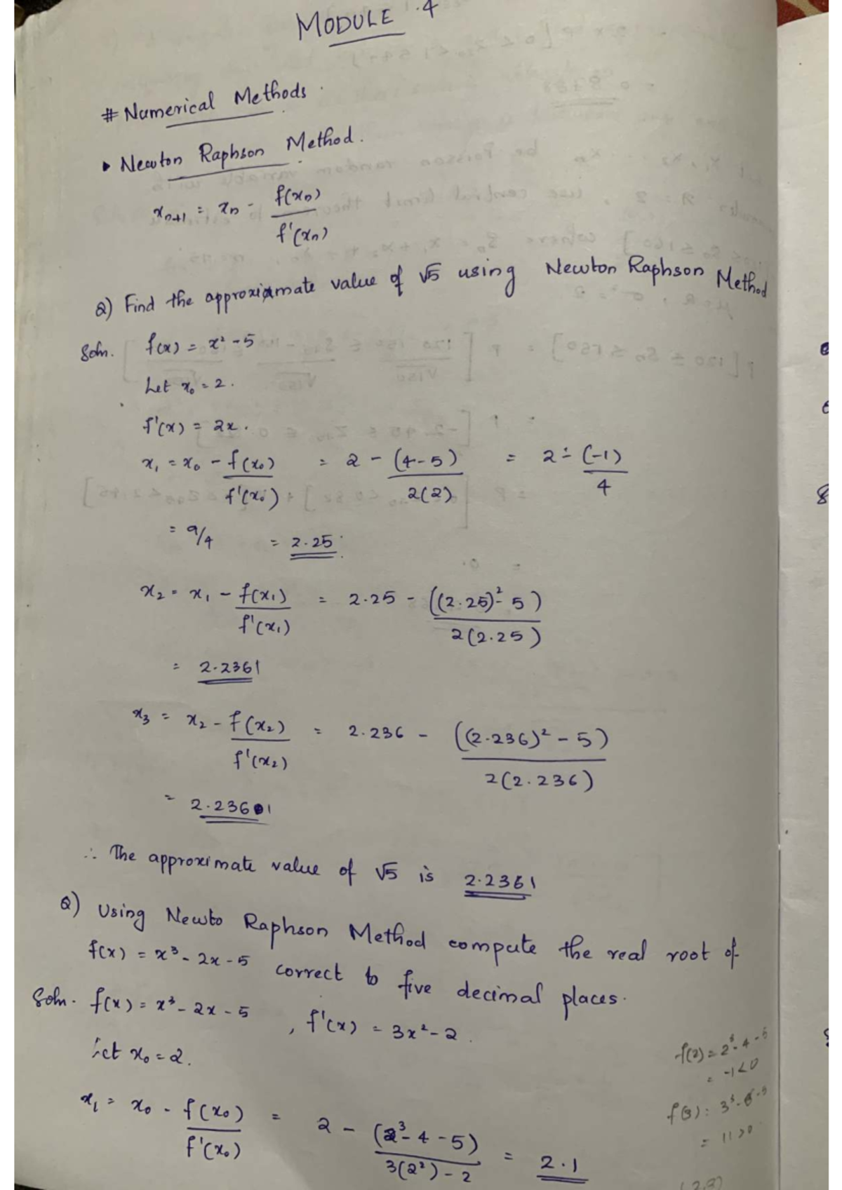 MODULE 4 & 5 Numerical Methods: Newton Raphson & Interpolation Notes ...