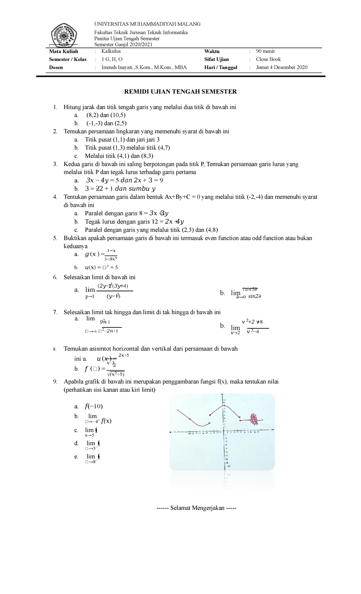 informatika kalkulus - UNIVERSITAS MUHAMMADIYAH MALANG Fakultas Teknik ...