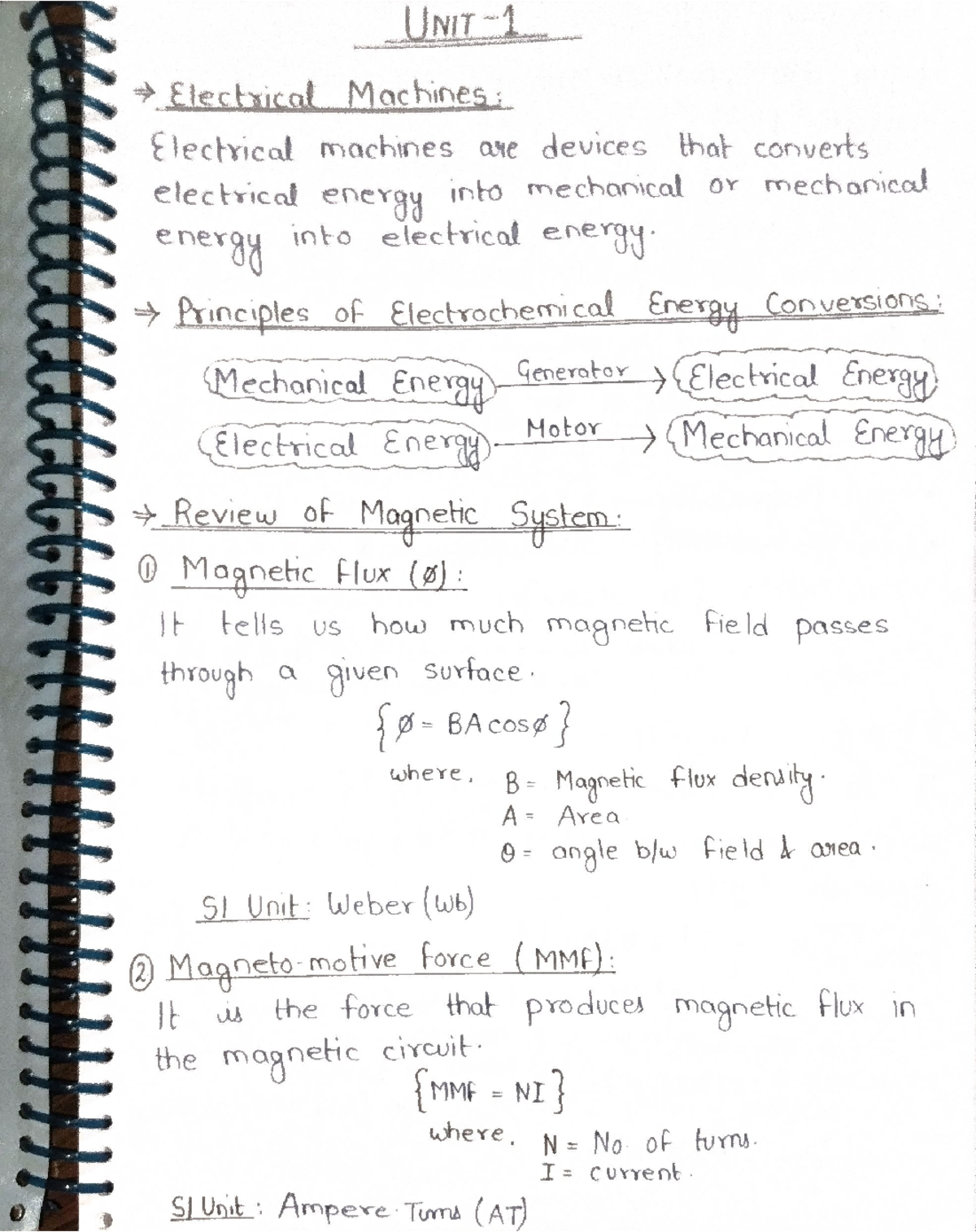 Electrical Machines Unit 1: Principles and Energy Conversions - Studocu