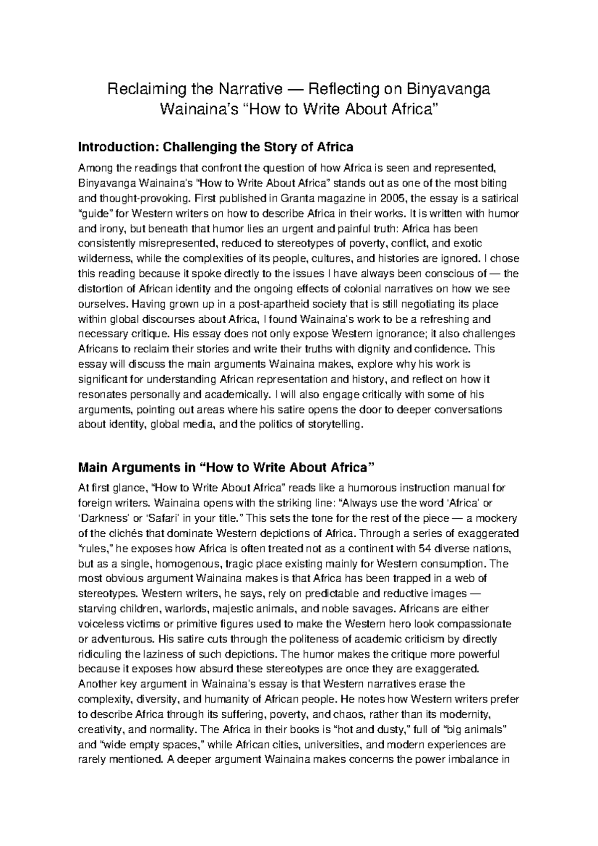 Reclaiming African Narratives: Insights from Wainaina's Essay (AHM ...