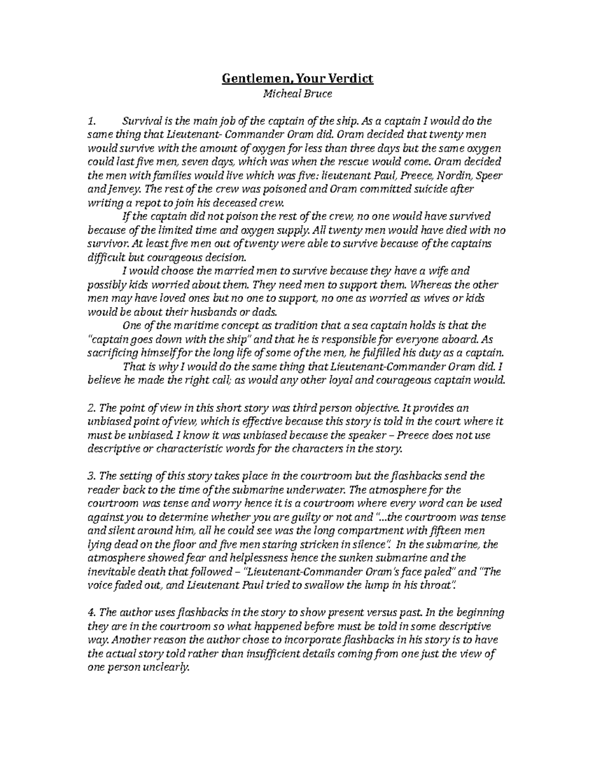 Gentlemen your verdict - Gentlemen, Your Verdict Micheal Bruce Survival ...