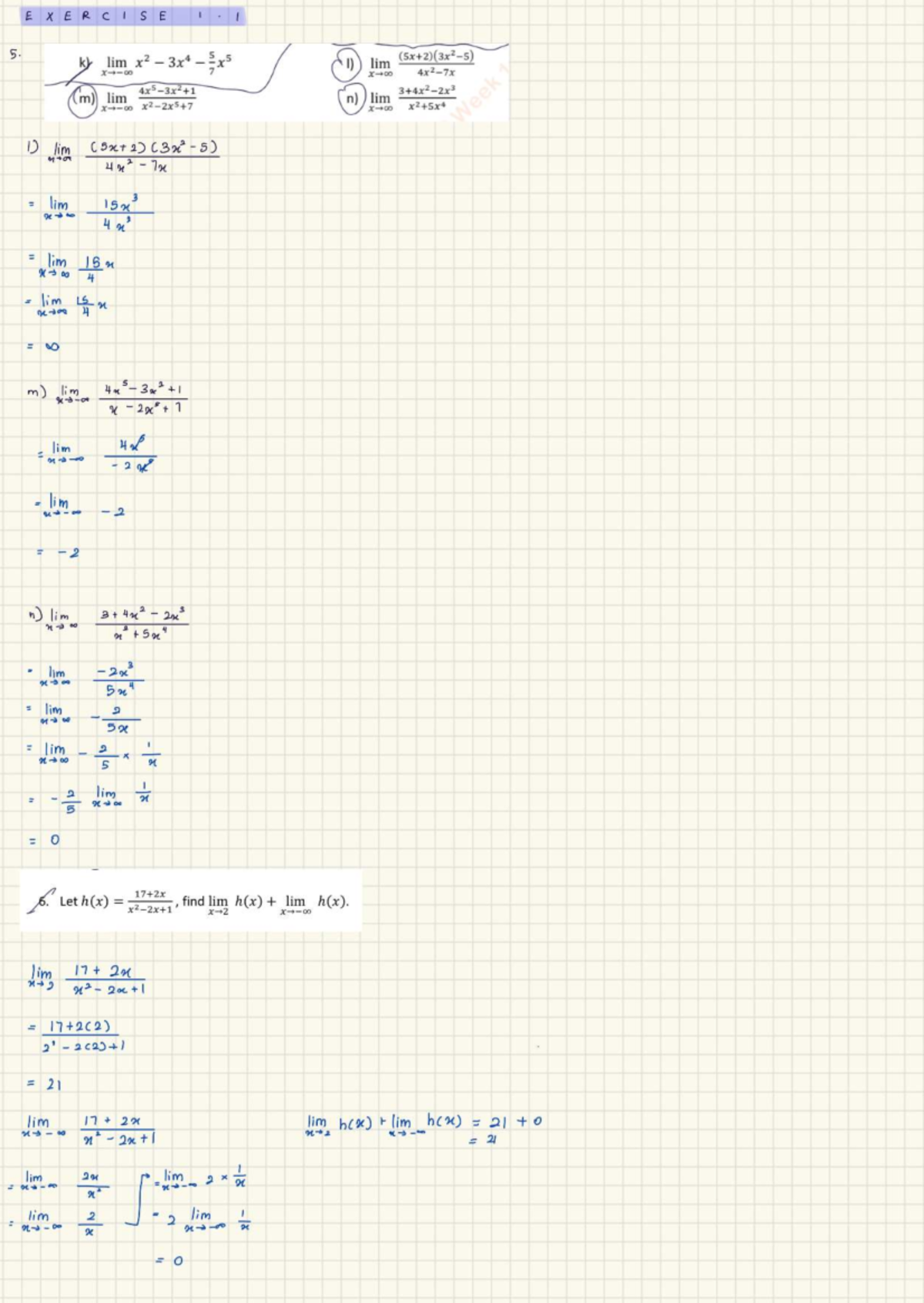 Practice on Limit Notation: Exercise I (MATH 101) - Studocu