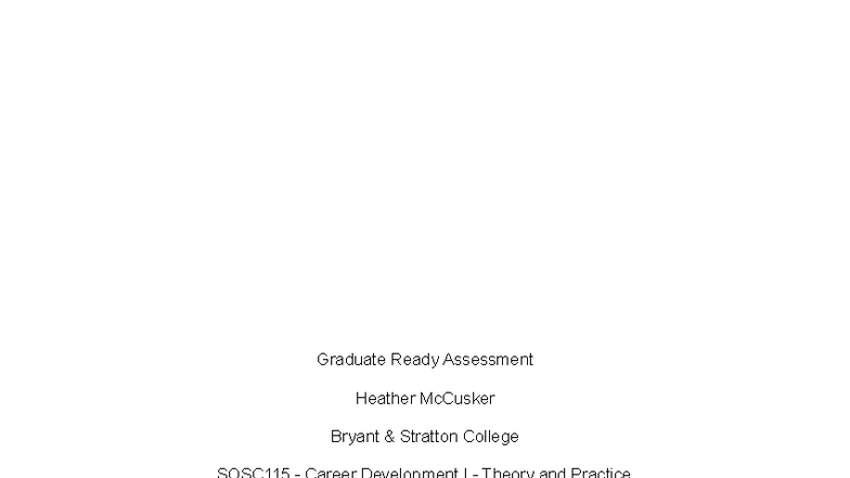 SOSC115 Graduate Ready Assessment Worksheet for Career Development ...