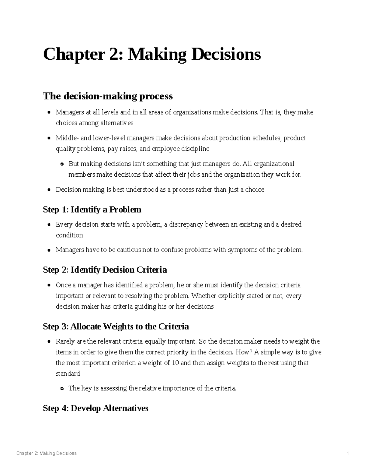Chapter 2: Decision-Making Processes in Management - Studocu