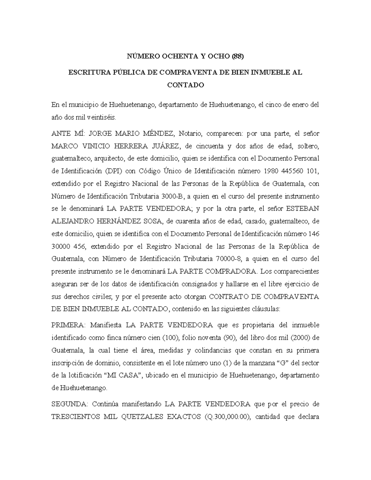 Escritura Pública de Compraventa de Bien Inmueble GT-1 - Studocu