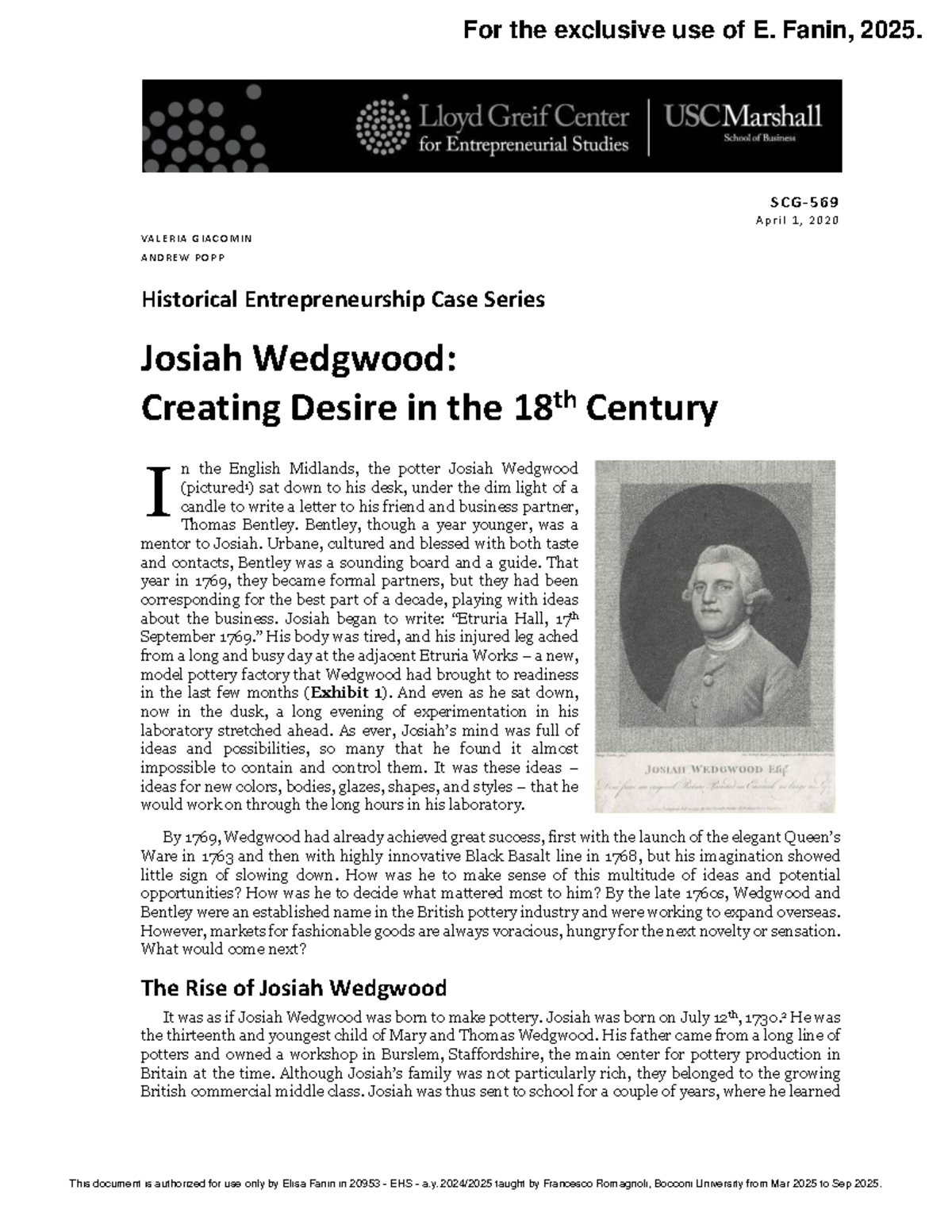 Josiah Wedgwood: Creating Desire in 18th Century Pottery (EHS 20953 ...