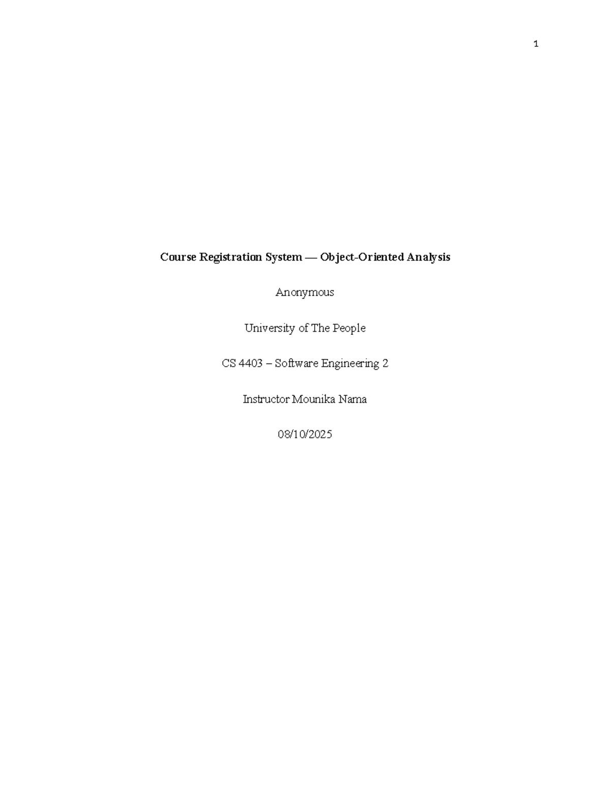 CS 4403 Course Registration System Analysis - Unit 5 Assignment - Studocu