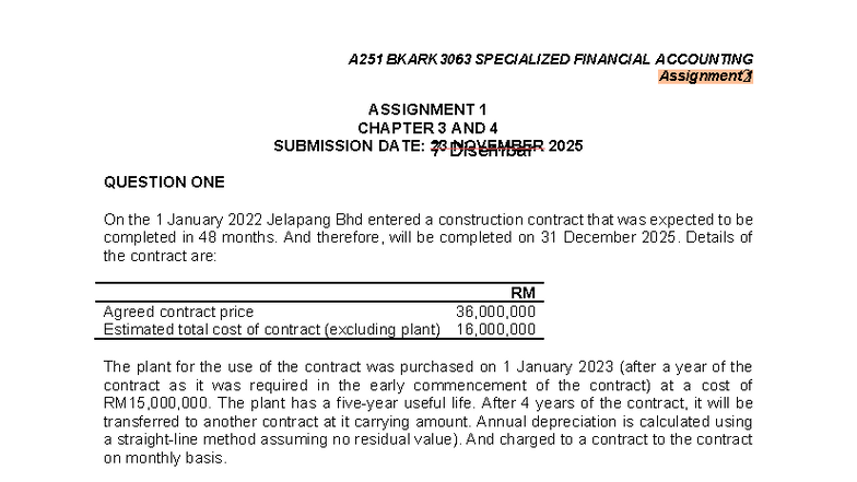 A251 BKARK3063 SPECIALIZED FINANCIAL ACCOUNTING Assignment 2 Overview ...