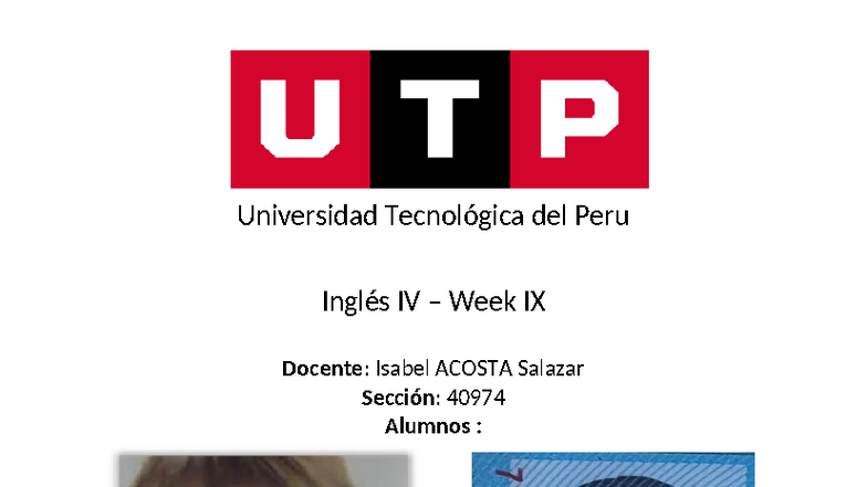 Inglés IV - Semana IX - Docente: Isabel Acosta - Sección 40974 - Studocu