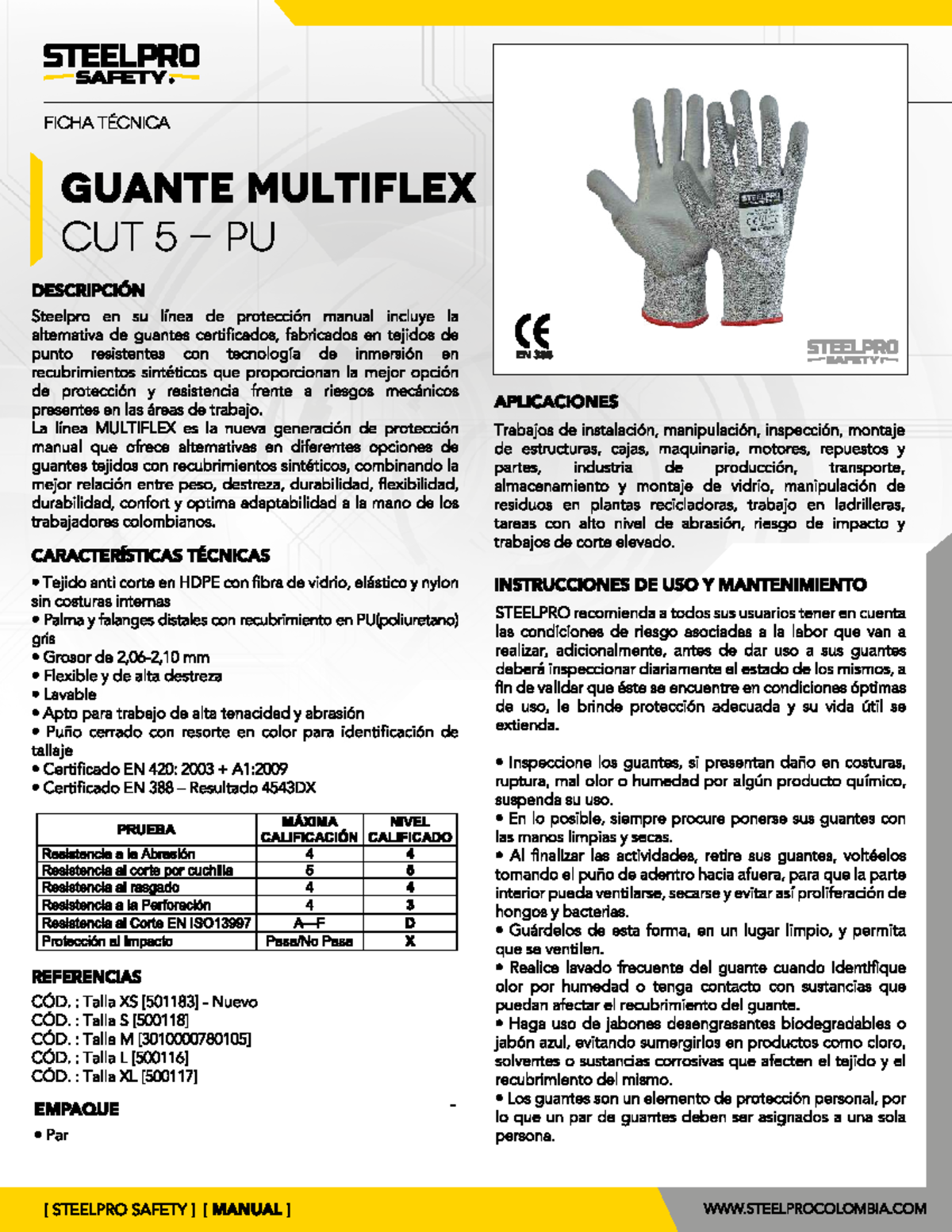 Fichas Técnicas EPP: Guante Multiflex Anticorte - Studocu
