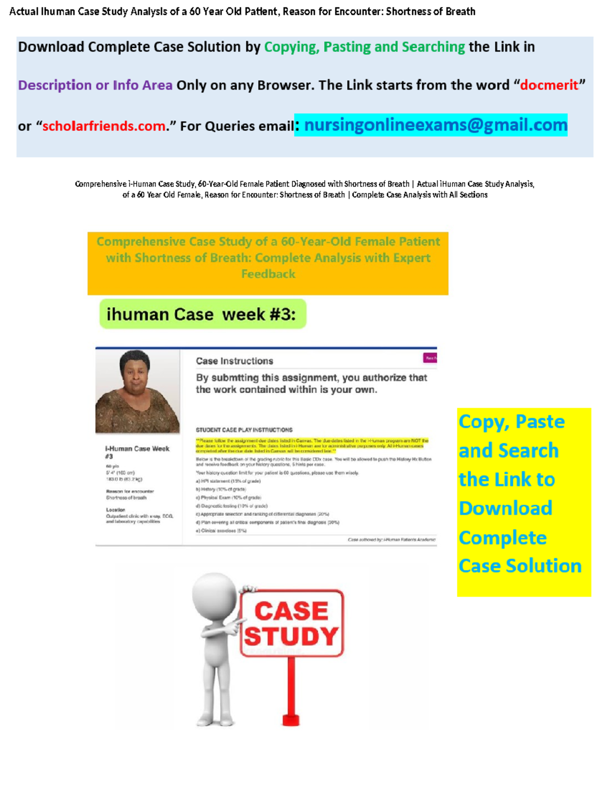 iHuman Case Study: 60-Year-Old Female with Shortness of Breath - Studocu