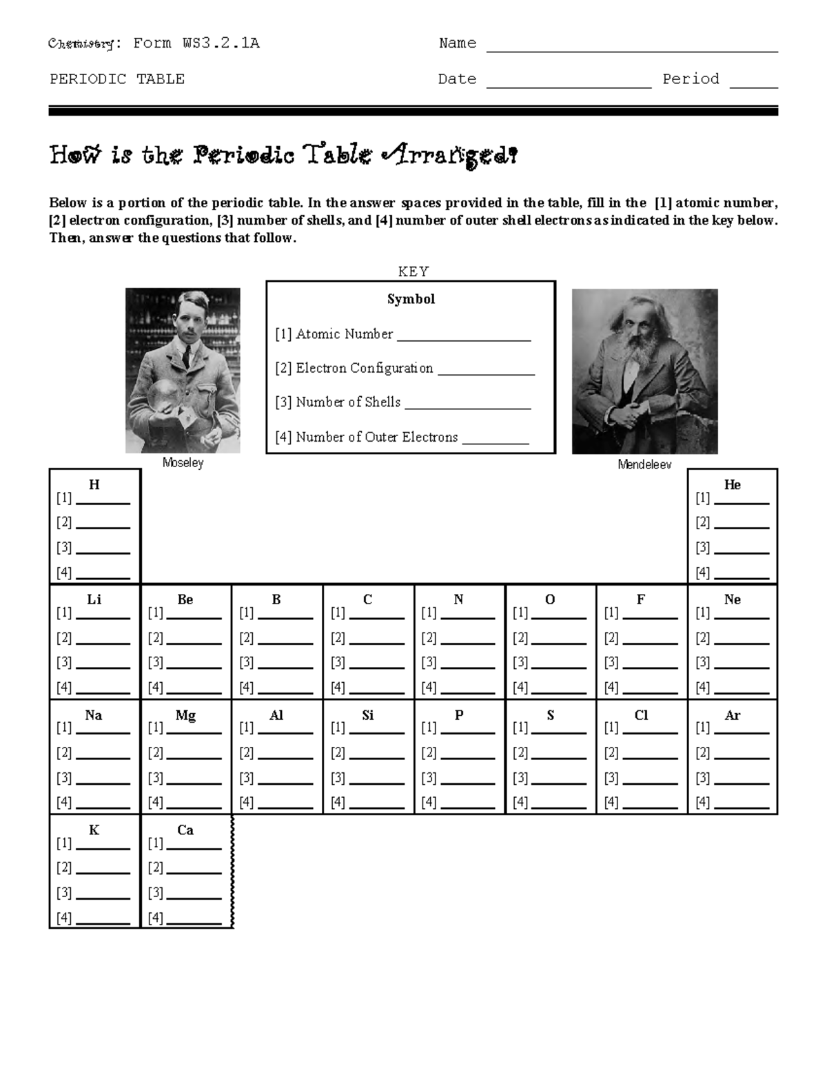 Chemistry WS3-2-1A: Understanding the Periodic Table Arrangement - Studocu